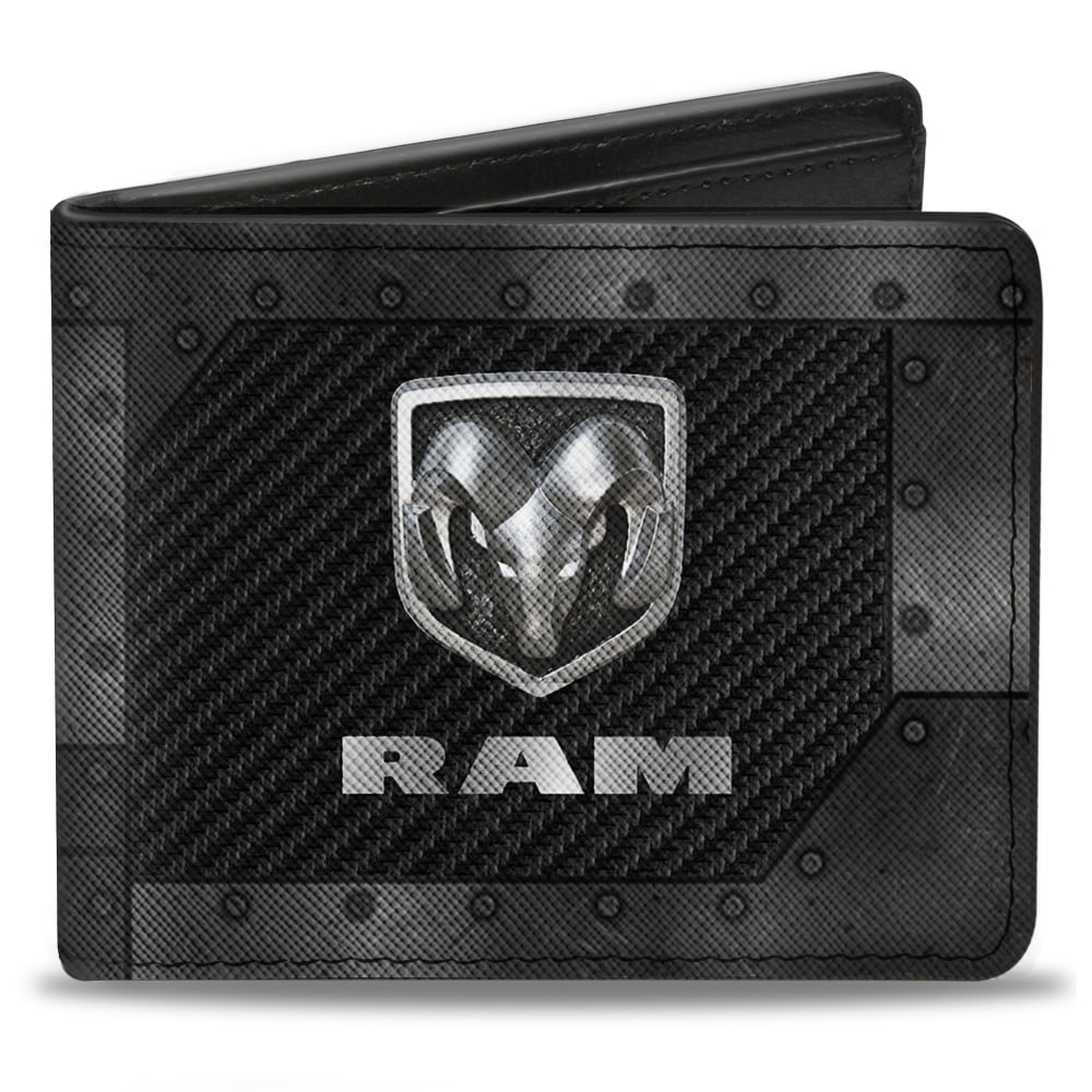 Ram Wallet, Bifold, Ram Logo Armor Black Grays Silvers, Vegan Leather ...