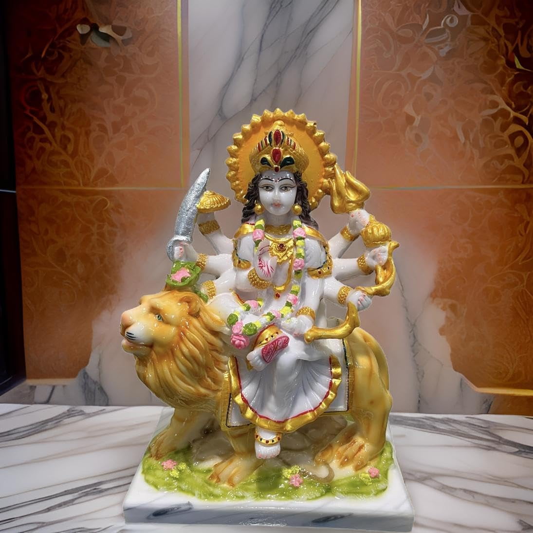 Rama Collections Navaratri Marble Beautiful Crafted Home Decorative Goddess Maa Durga Sherawali ...