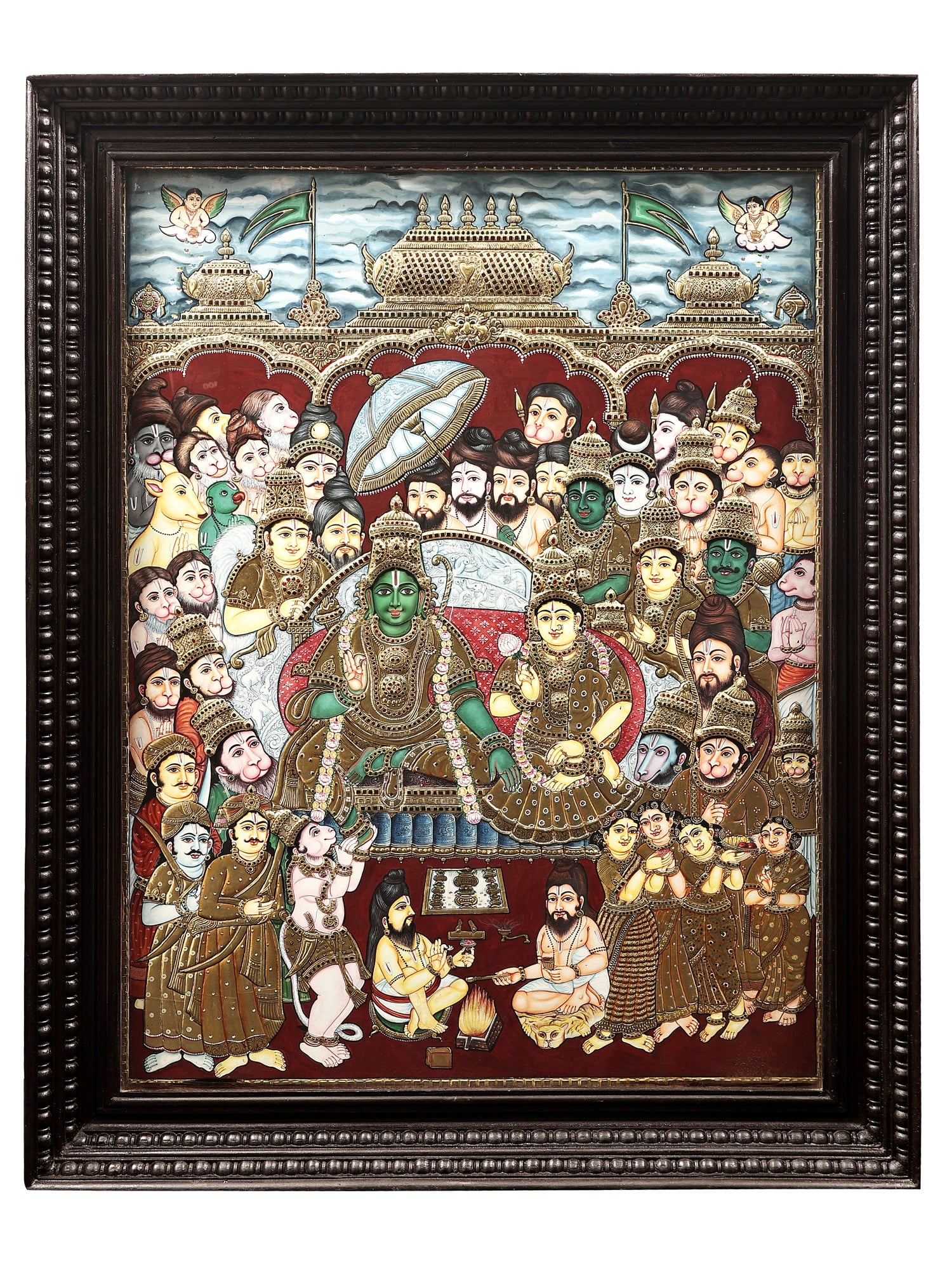Rama Darbar Tanjore Painting | Traditional Colors With 24K Gold ...