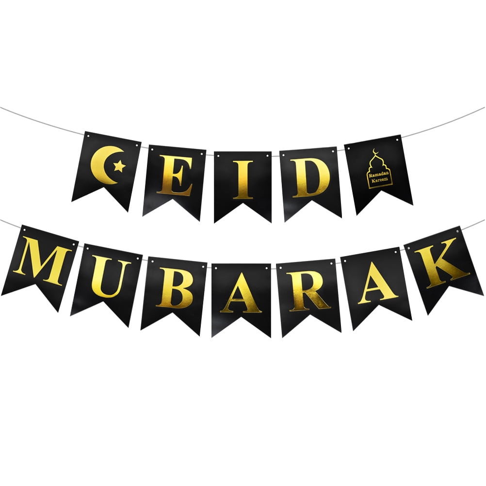 Ramadan Banner, 1 Set Ramadan Eid Mubarak Banners Hanging Paper Flags ...