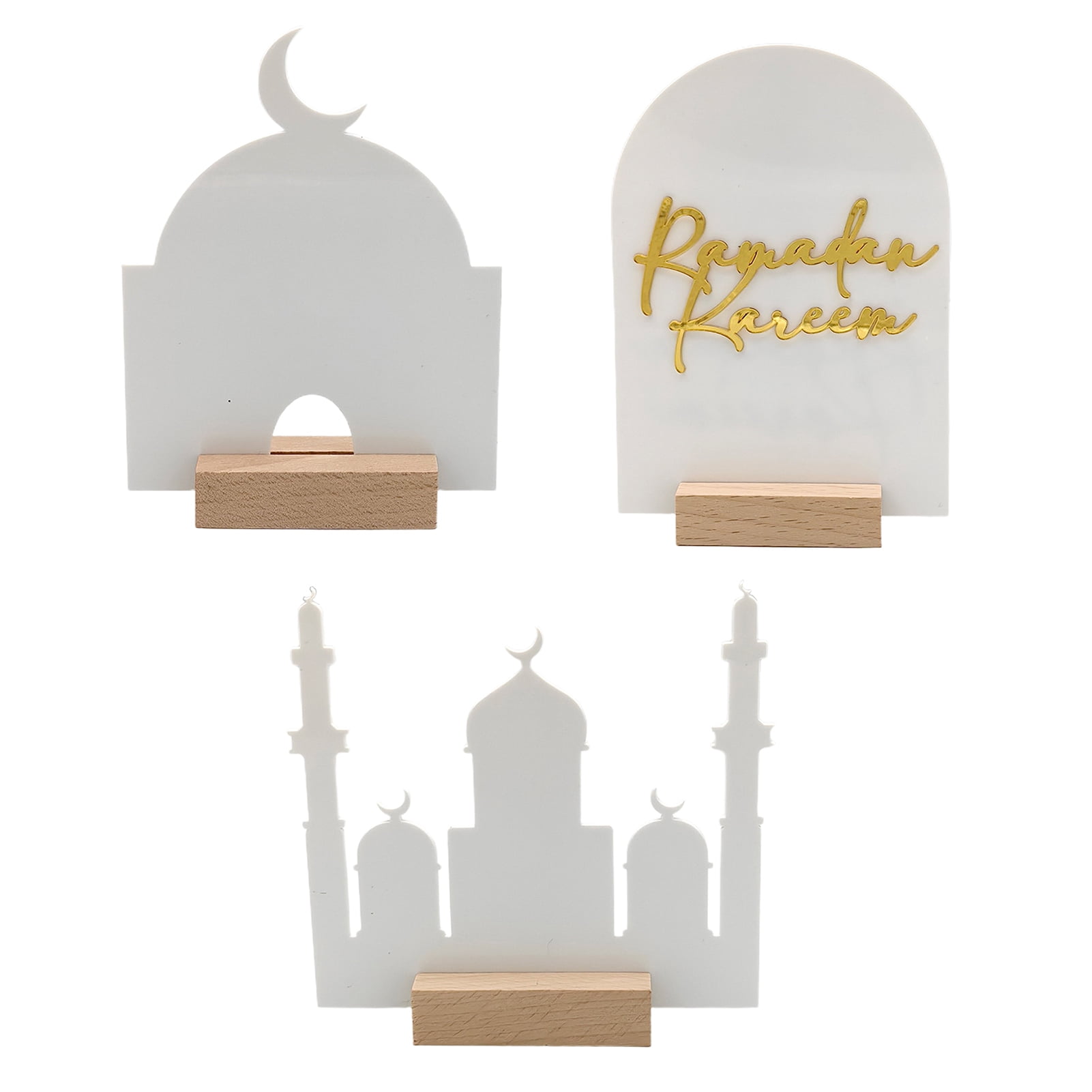 Ramadan Countdown Calendar Wooden Round Leaf Decor Display Mold DIY Eid ...