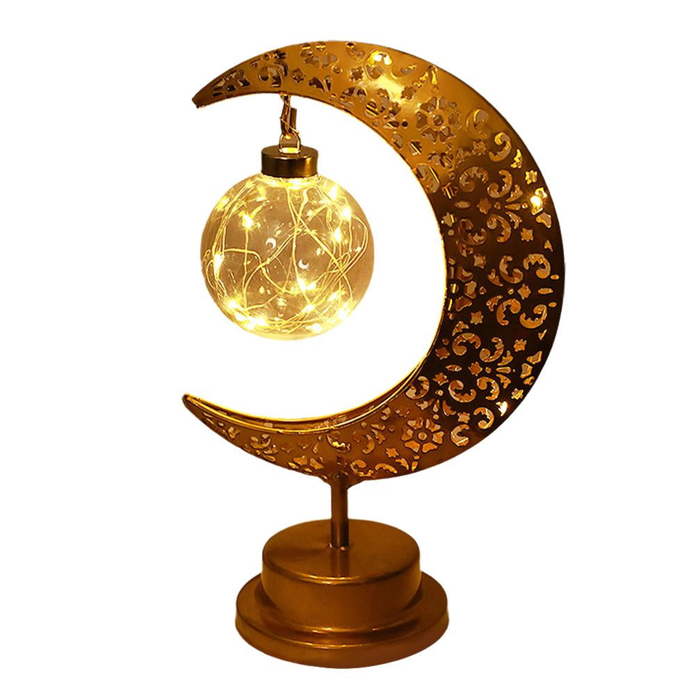 Ramadan Crescent Moon Lamp - Eid Mubarak Decorations for Home, USB ...