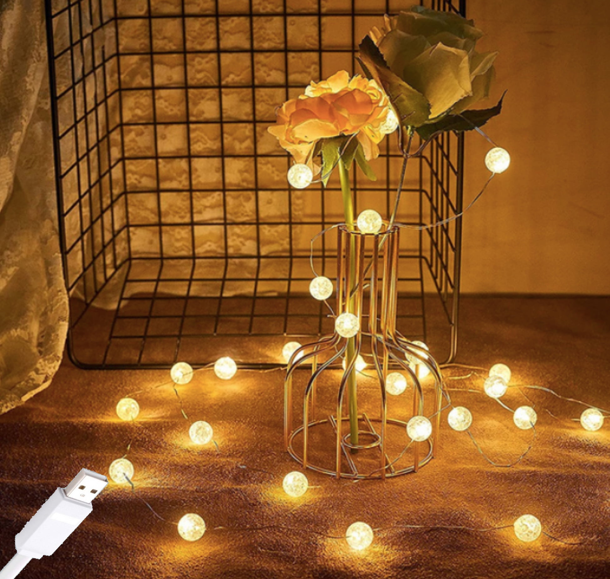 iHcrafts Ramadan Decor Indoor 20 ft USB Warm White 20 LED String Lights ...