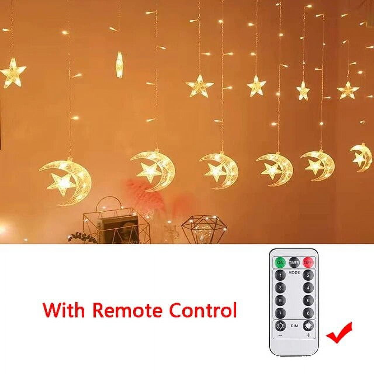 Ramadan Decoration 2024 Star Moon Led Curtain Garland String Light ...