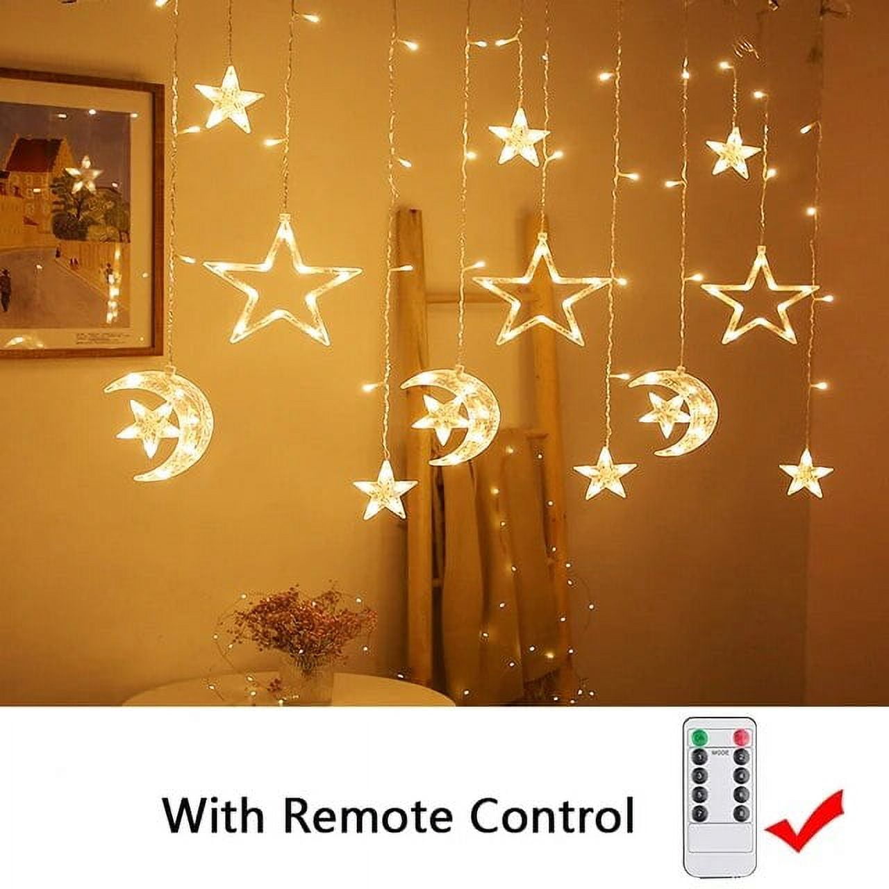 Ramadan Decoration 2024 Star Moon Led Curtain Garland String Light ...