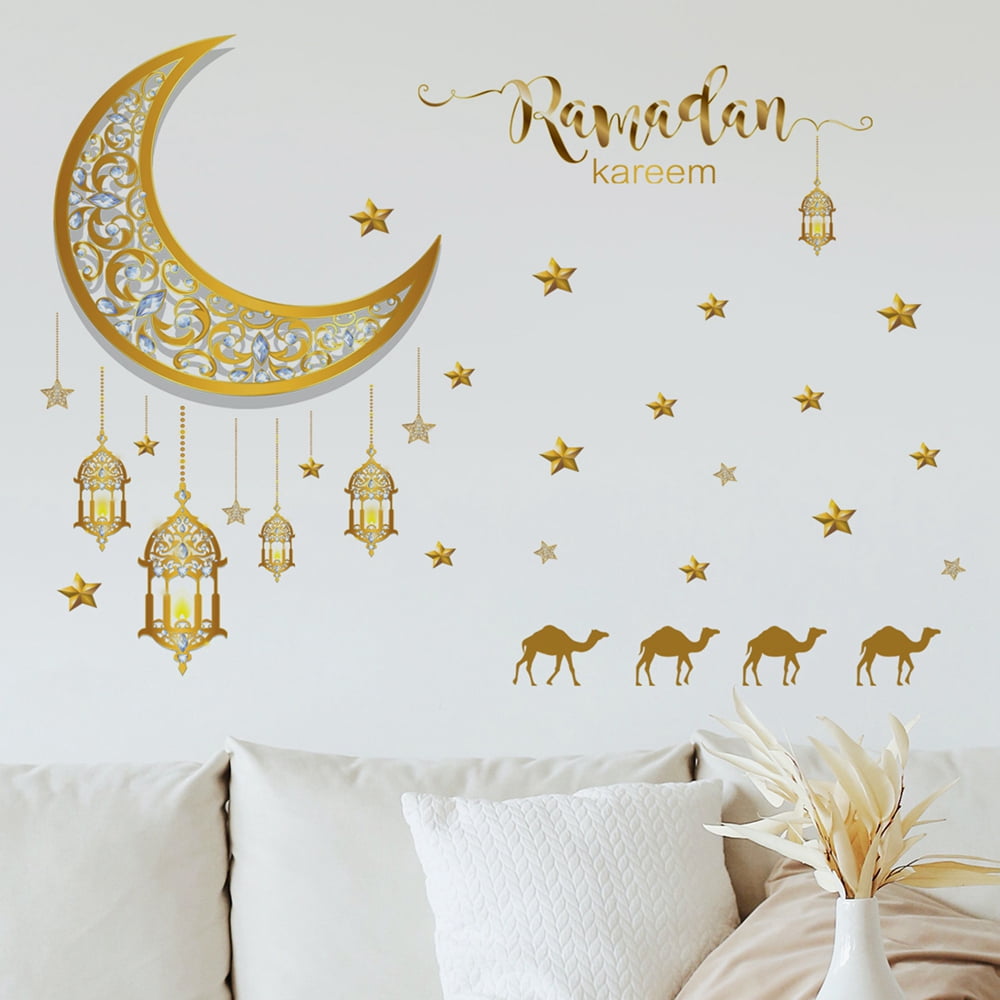 Ramadan Decorations, Islamic Muslim Wall Stickers, Eid Mubarak Moon ...