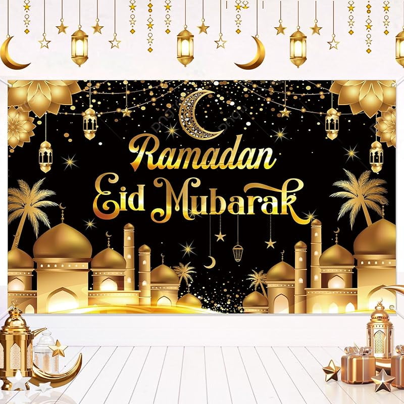 Ramadan Eid Mubarak Backdrop Banner, Ramadan Banner Photo Booth ...