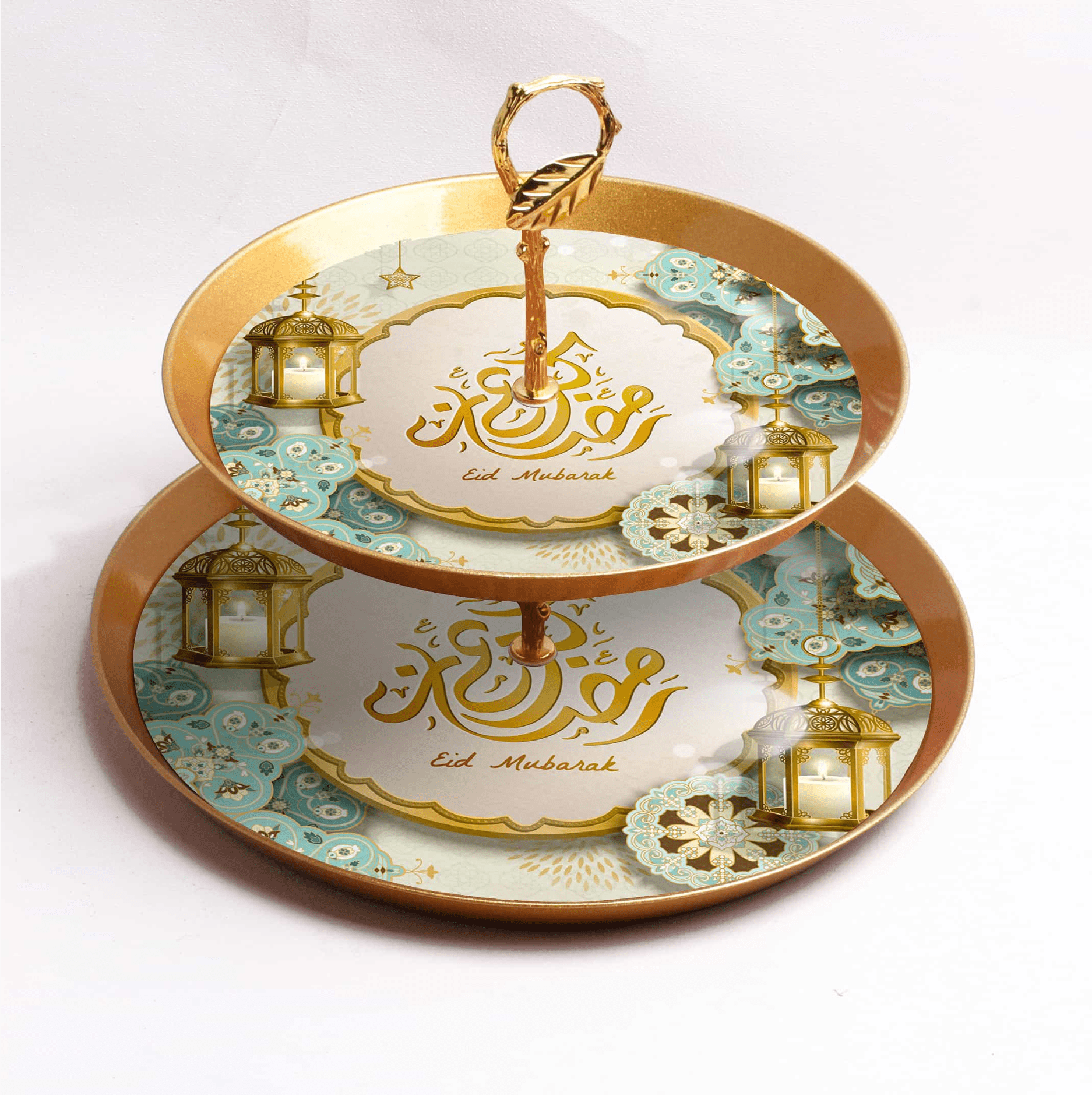 Ramadan and Eid Mubarak Two Tier Fancy Tray Sets Ramadan Table Decor ...
