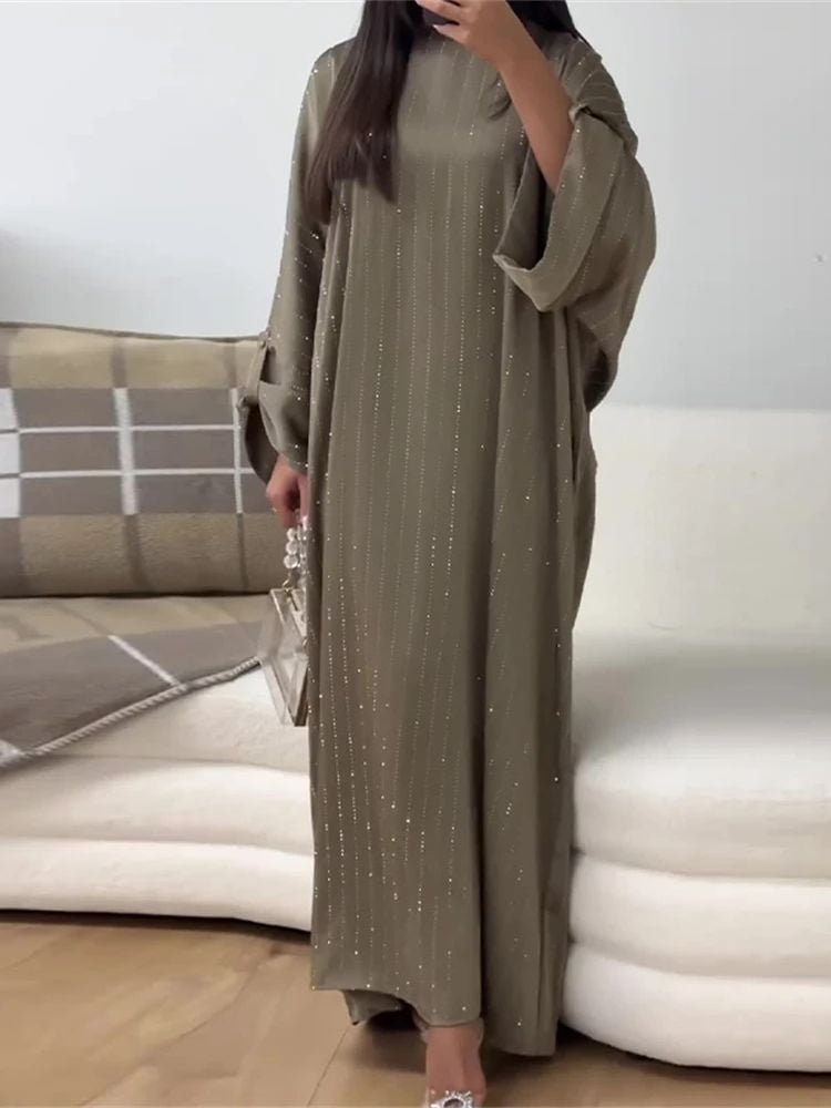 Ramadan Eid Satin Muslim Kaftan Abaya Damen Dubai Luxury African Dresses For Women Caftan ...