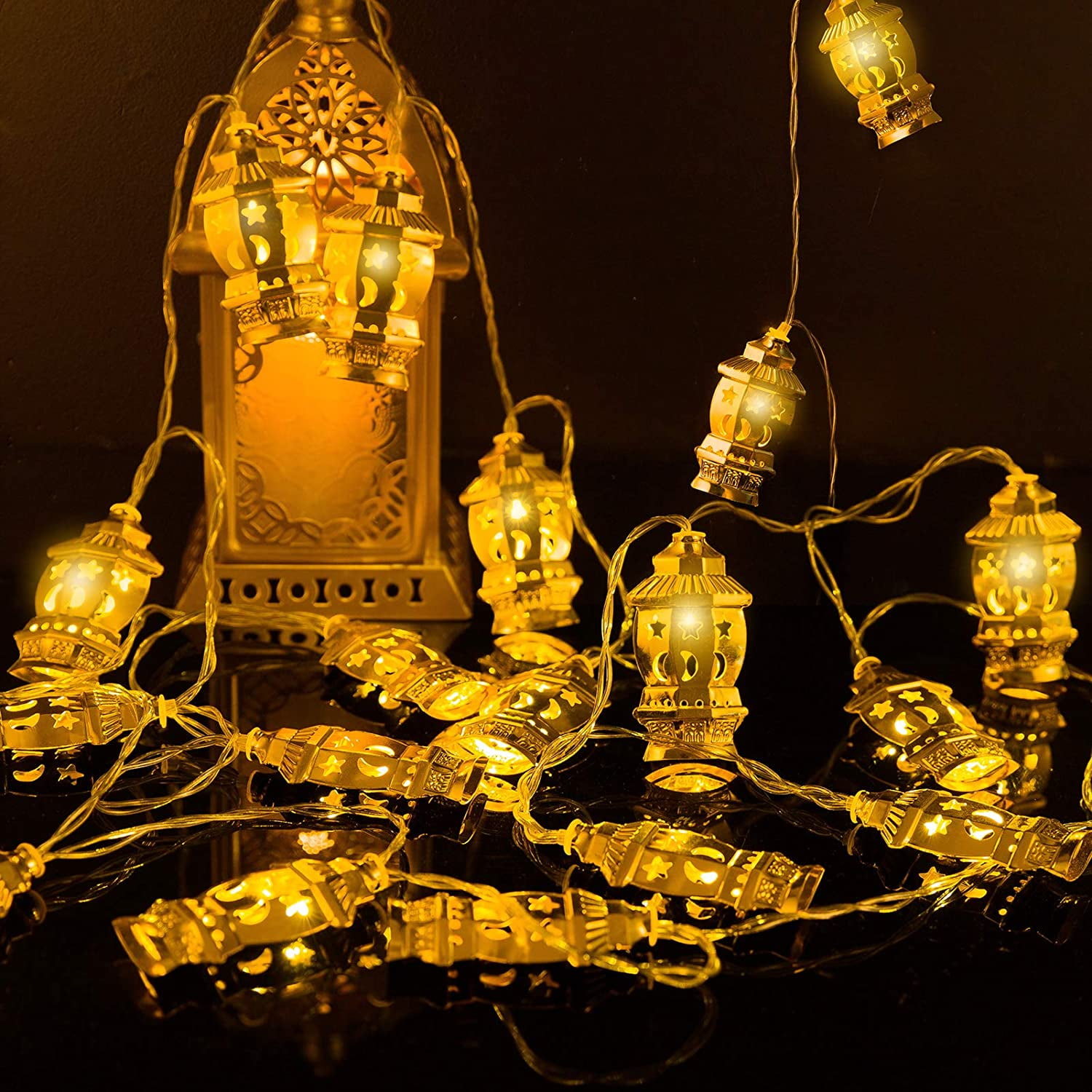 Ramadan Eid String Light - 9.8ft 20LEDs Eid Moon-star Pattern Metal ...