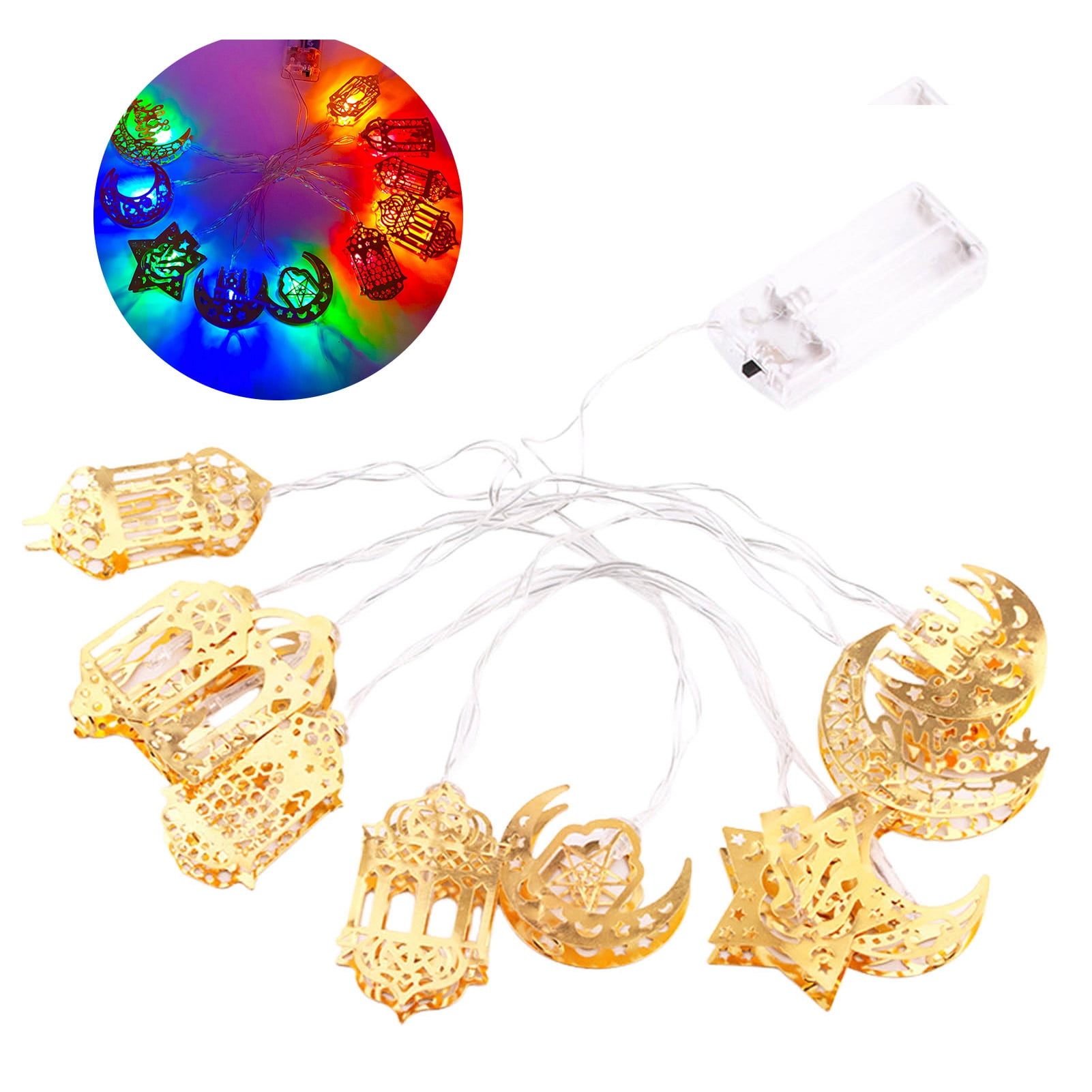 Ramadan Eid String Light with Moon Star Lantern Palace Ornament Battery ...