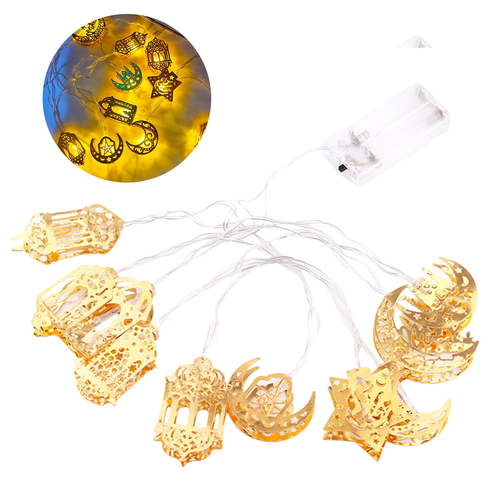 Ramadan Eid String Light with Moon Star Lantern Palace Ornament Battery ...