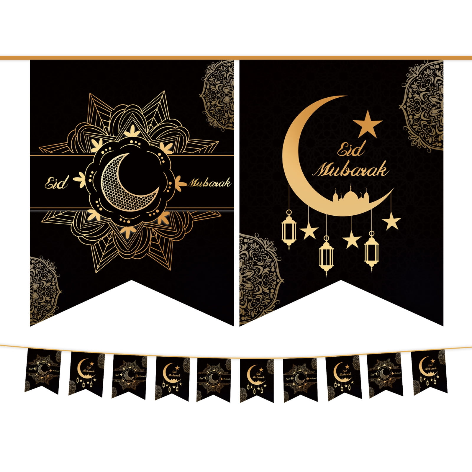 Ramadan Festival Flag,Moon & Star Eid Mubarak Theme Printing Burlap ...
