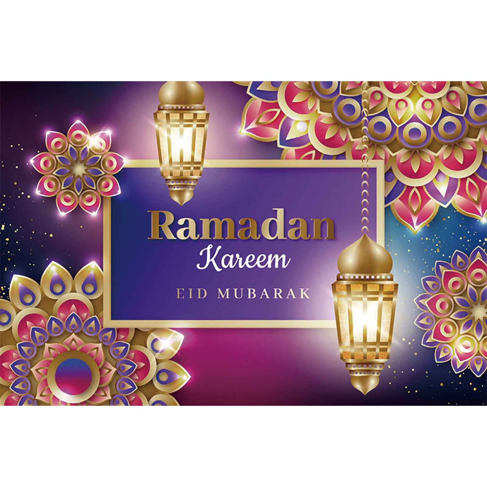Ramadan Kare Backdrop Cresct Lantern Islamic Flowers Party Banner ...
