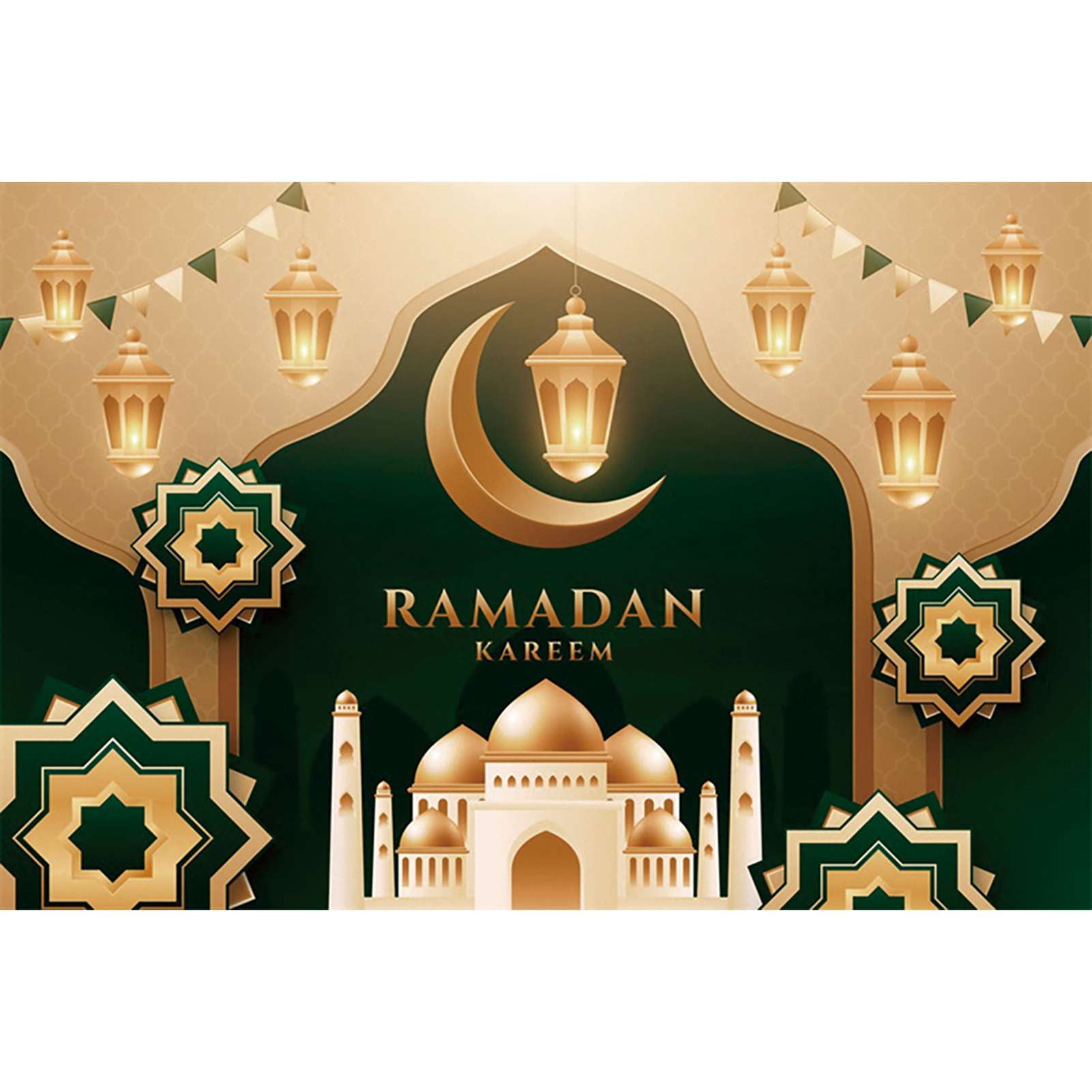 Ramadan Kare Backdrop Islamic Mosque Cresct Lantern Party Banner ...
