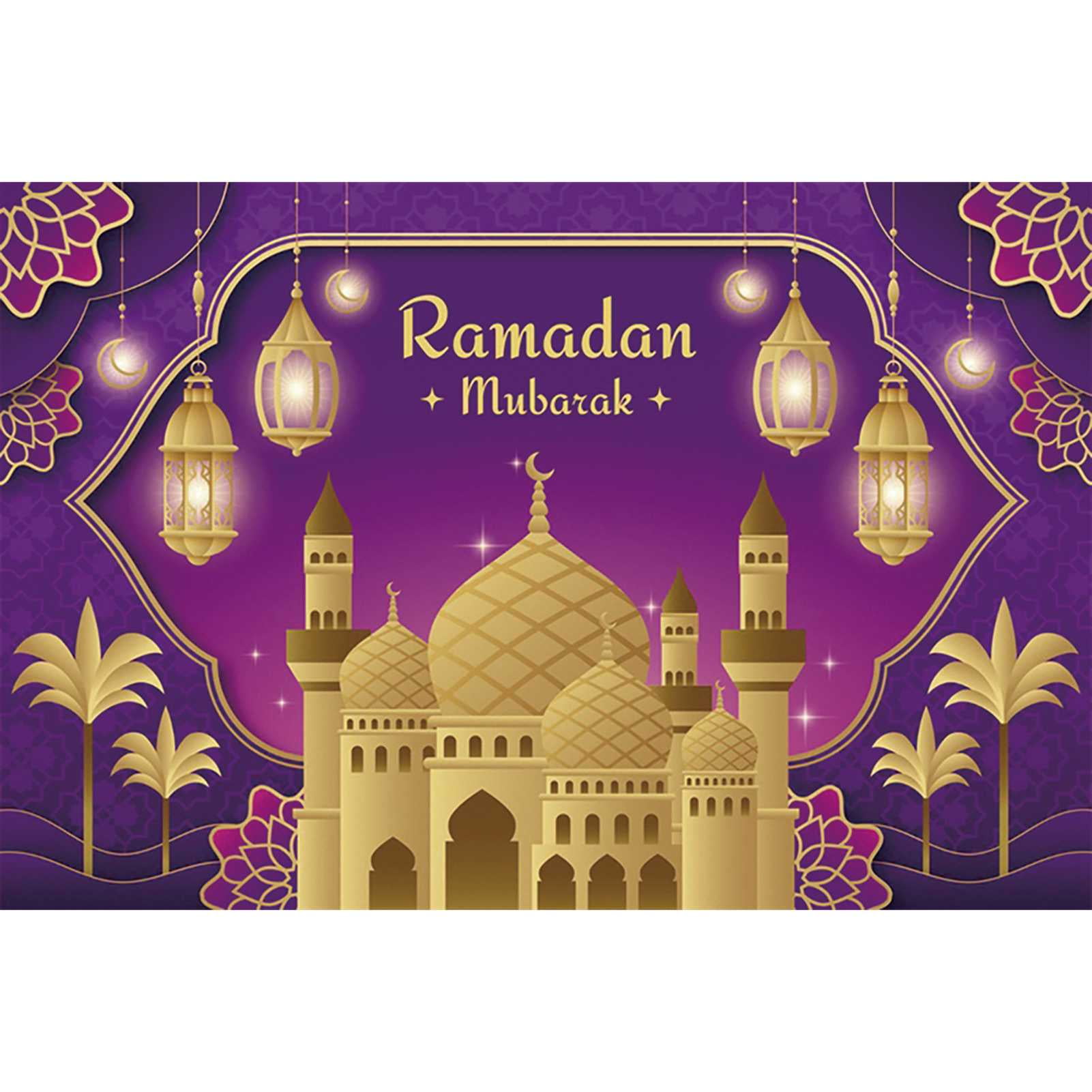 Ramadan Kare Backdrop Islamic Mosque Lantern Party Purple Poster ration ...