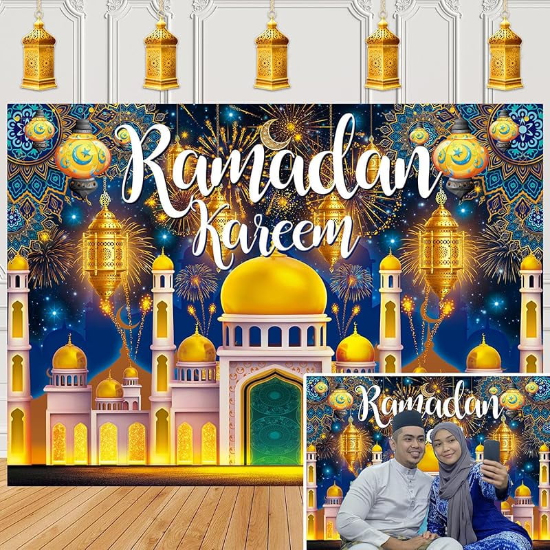 Ramadan Kareem Backdrop Banner Ramadan Mubarak Decorations Backdrop Eid ...