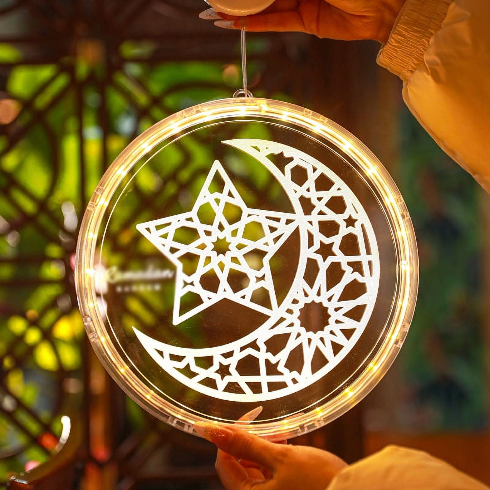 Ramadan Kareem Eid Mubarak Decoration LED Round Light Moon Islam Muslim ...