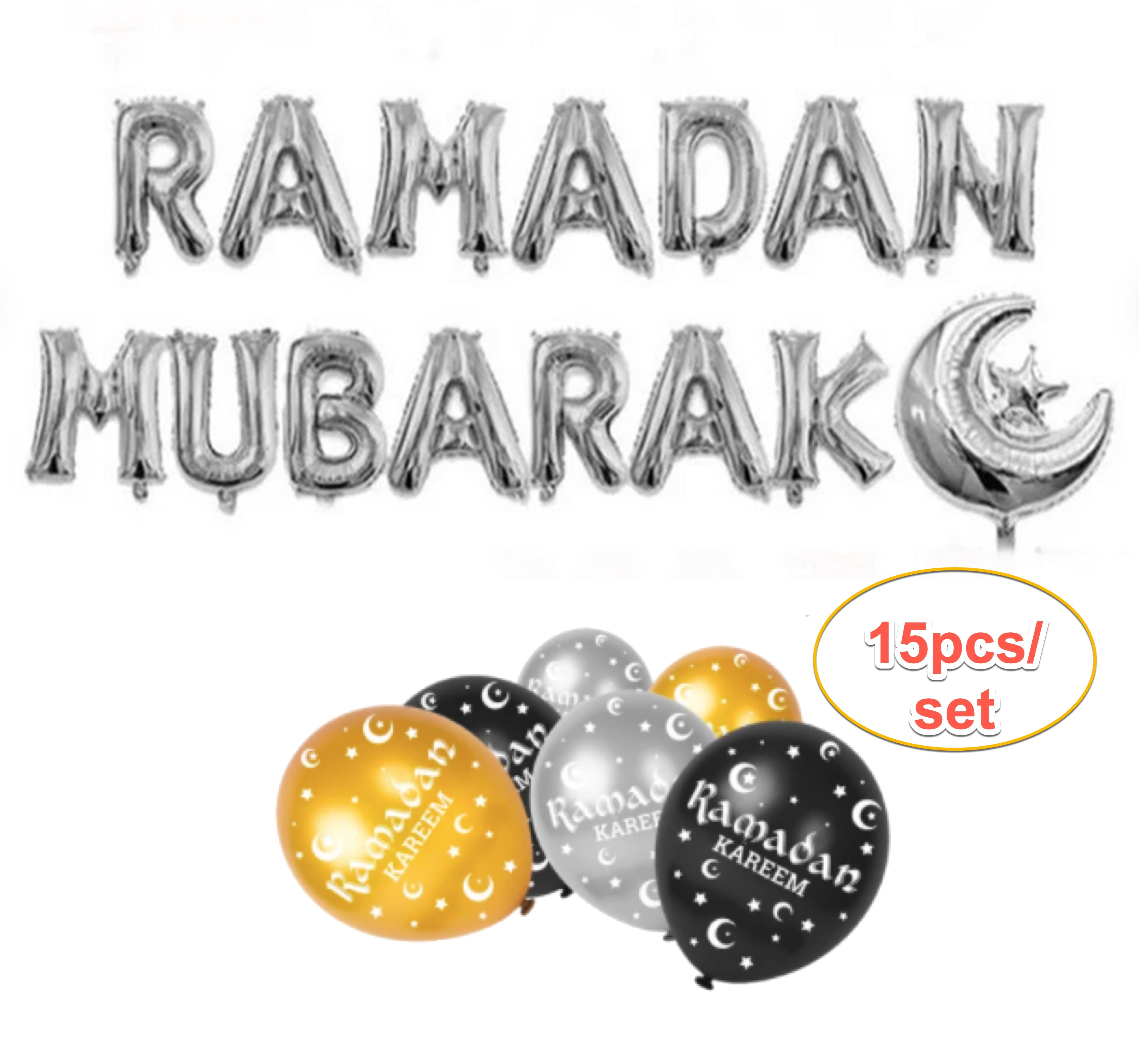 Ramadan Kareem Mubarak Decorations Bunting Aluminum Foil Balloon and ...
