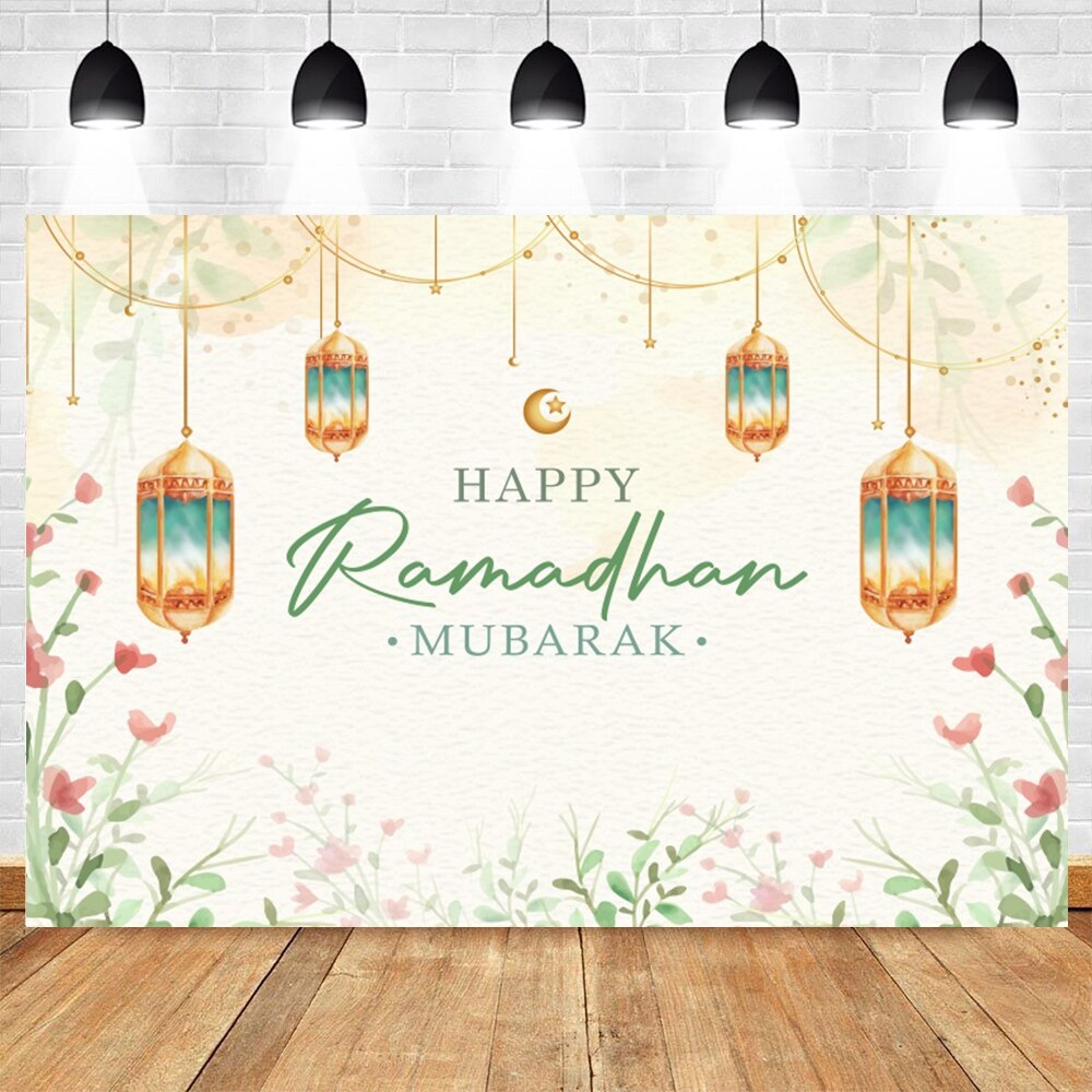 Ramadan Kareem Photography Backdrop EID Mubarak Islamic Mosque Lamps ...