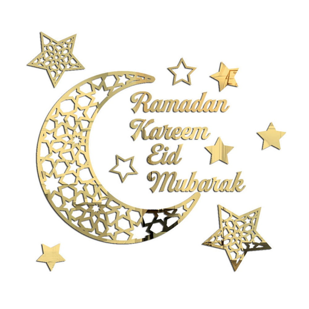 Ramadan Kareem Stickers Decorations Wall Eid Mubarak For Home Eid Al Adha Moon And Star Decal ...