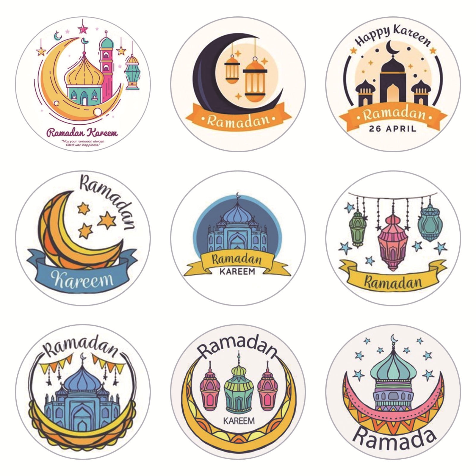Ramadan Kareem Stickers, Eid Mubarak Stickers, Ramadan Labels Adhesive Seal Stickers for Eid Al ...