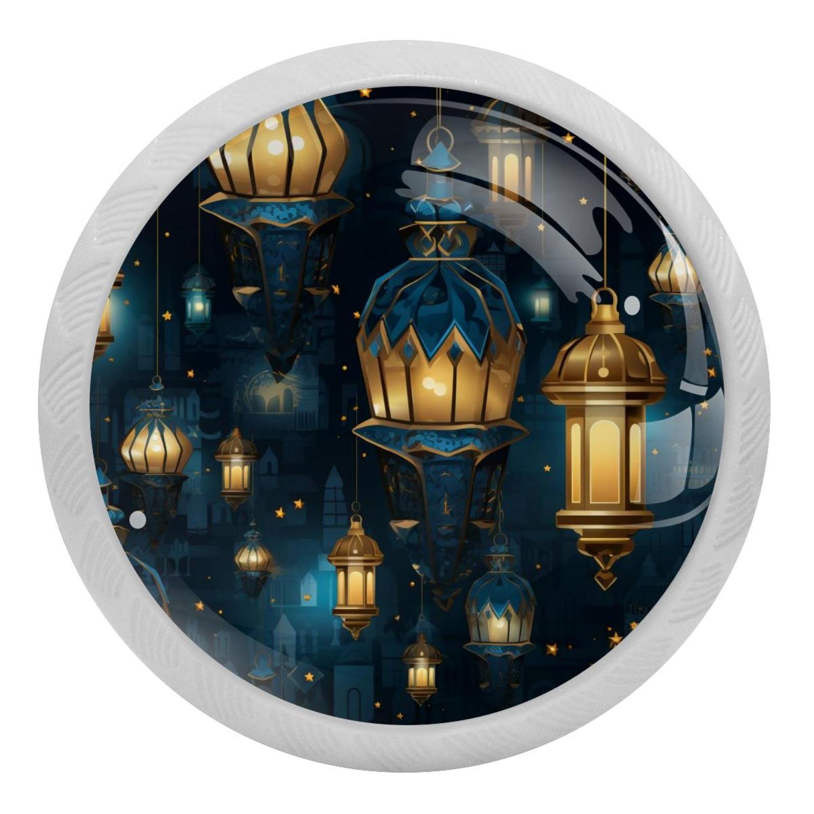 Ramadan Lantern Fluorescent Glow-in-the-Dark Drawer Pulls: 4-Pack Round ...