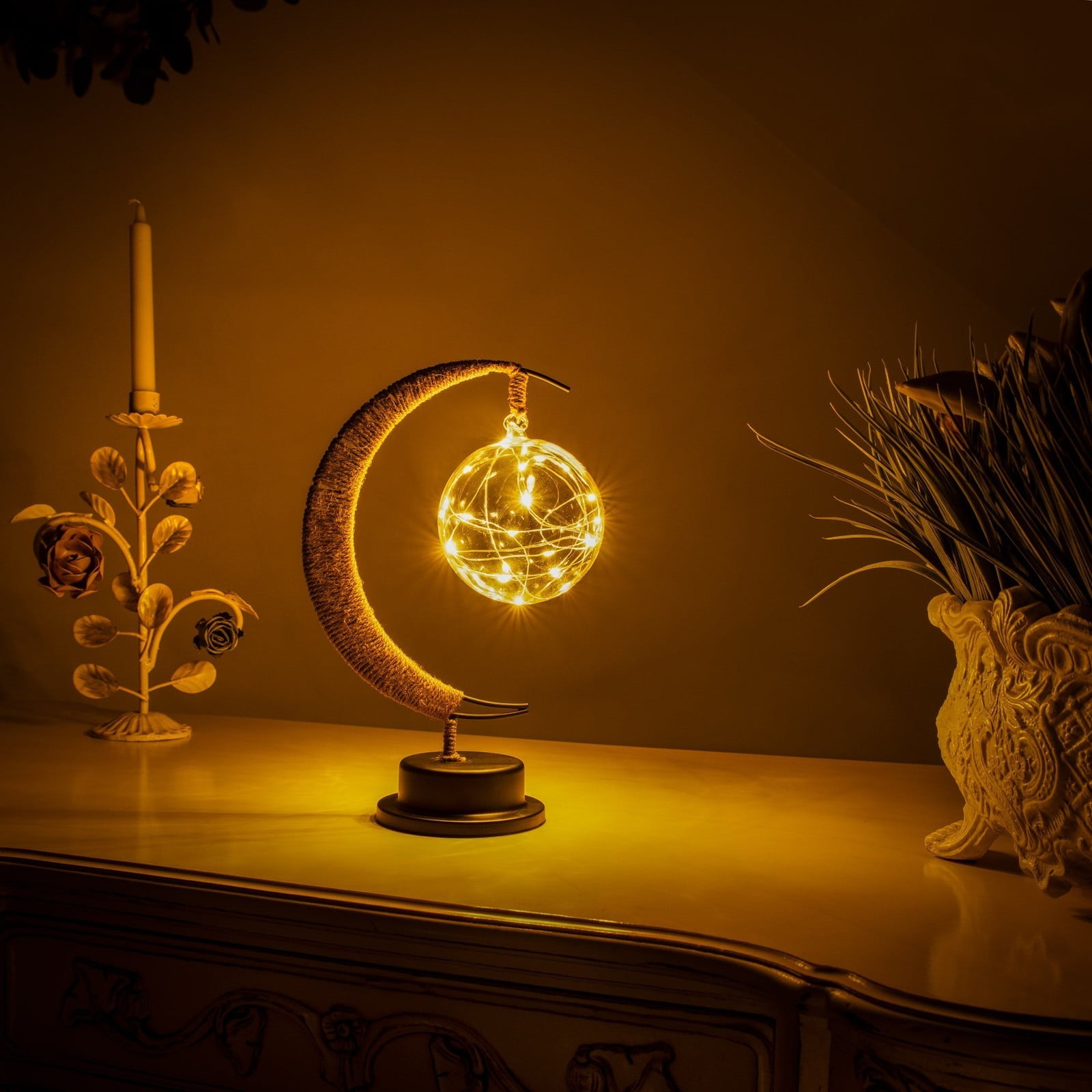 Ramadan Lights, LED Decorative Lamp Star Moon Lamp Handmade Iron Night ...