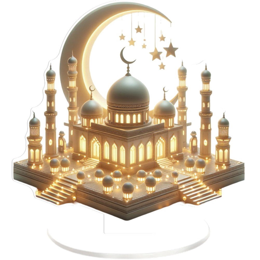 Ramadan Moon Castle Ornament Acrylic Desktop Ornament 2D Eid Mubarak ...