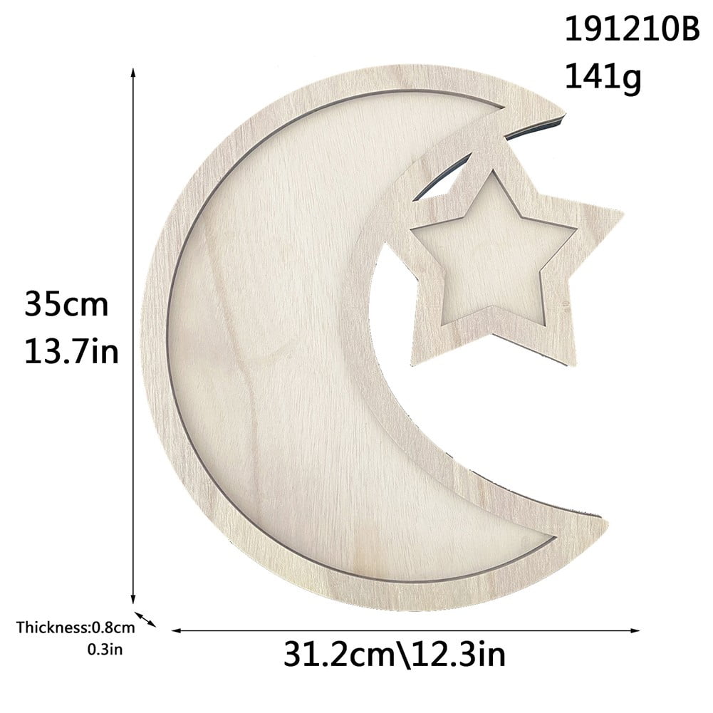 Ramadan Moon Star Wooden Tableware: Elegant Serving Tray for Eid ...