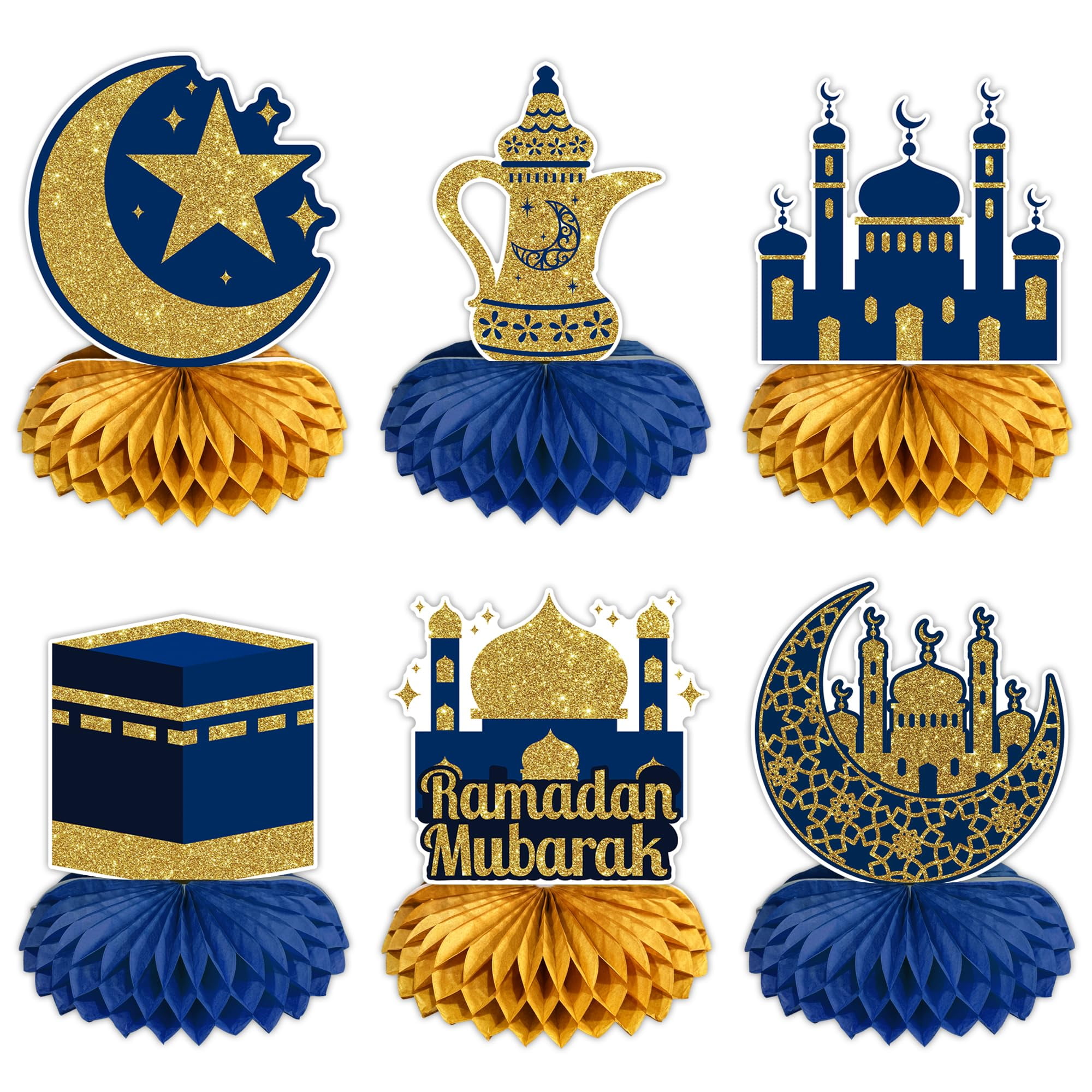 Ramadan Mubarak Honeycomb Centerpiece Decoration Table Toppers Eid ...