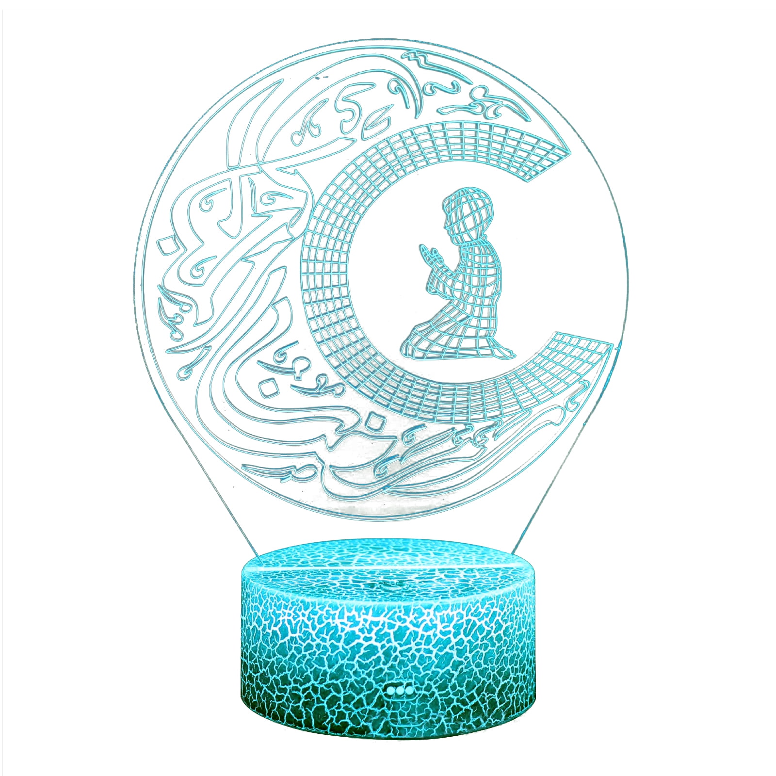 3D Mubarak Islam Night Light Touch Remote Control Switch 16 Color Eid ...