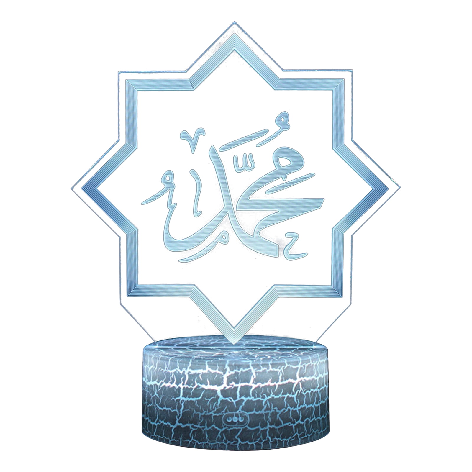 3D Mubarak Islam Night Light Touch Remote Control Switch 16 Color Eid ...