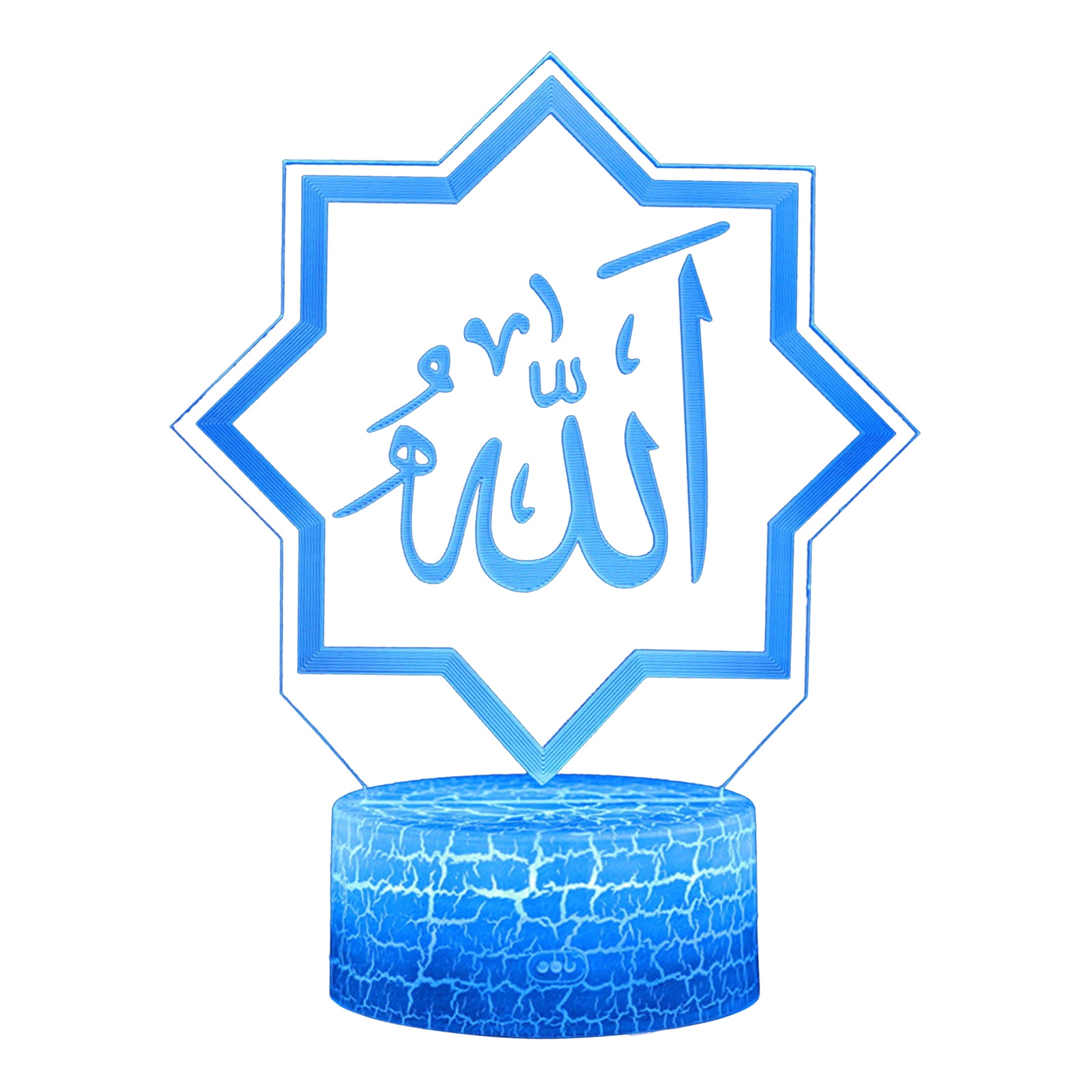 3D Mubarak Islam Night Light Touch Remote Control Switch 16 Color Eid ...