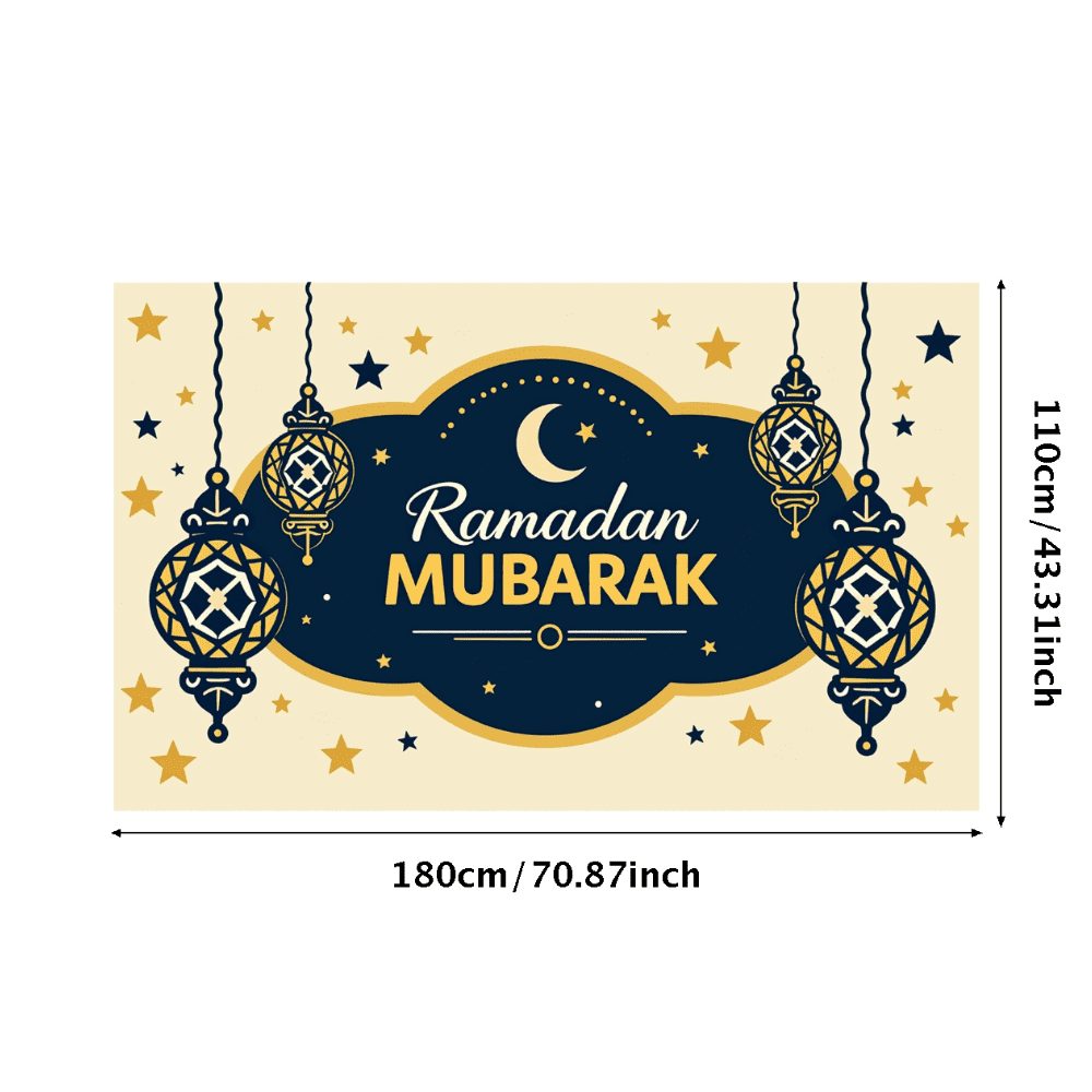 Ramadan Mubarak Lanterns Moon Stars Banner Celebration Decor Background ...