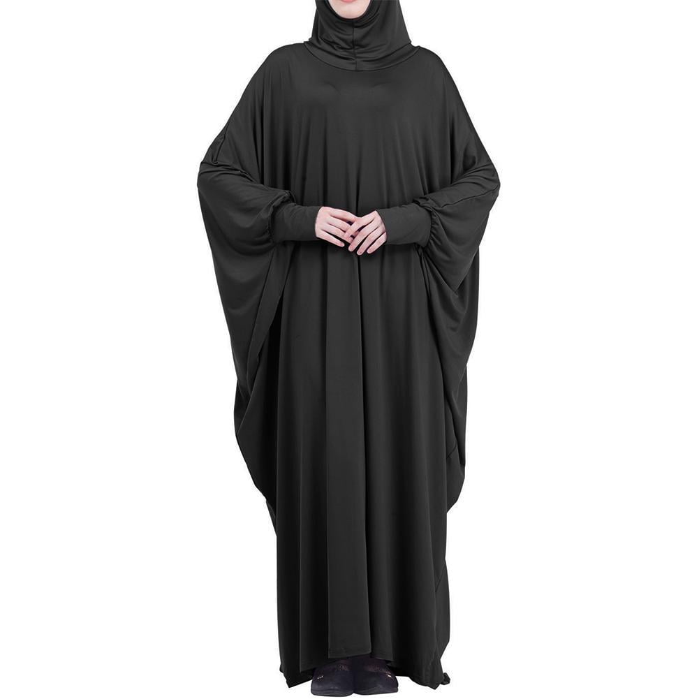Ramadan Muslim One Piece Prayer Dress Garment Women Abaya Hooded Full