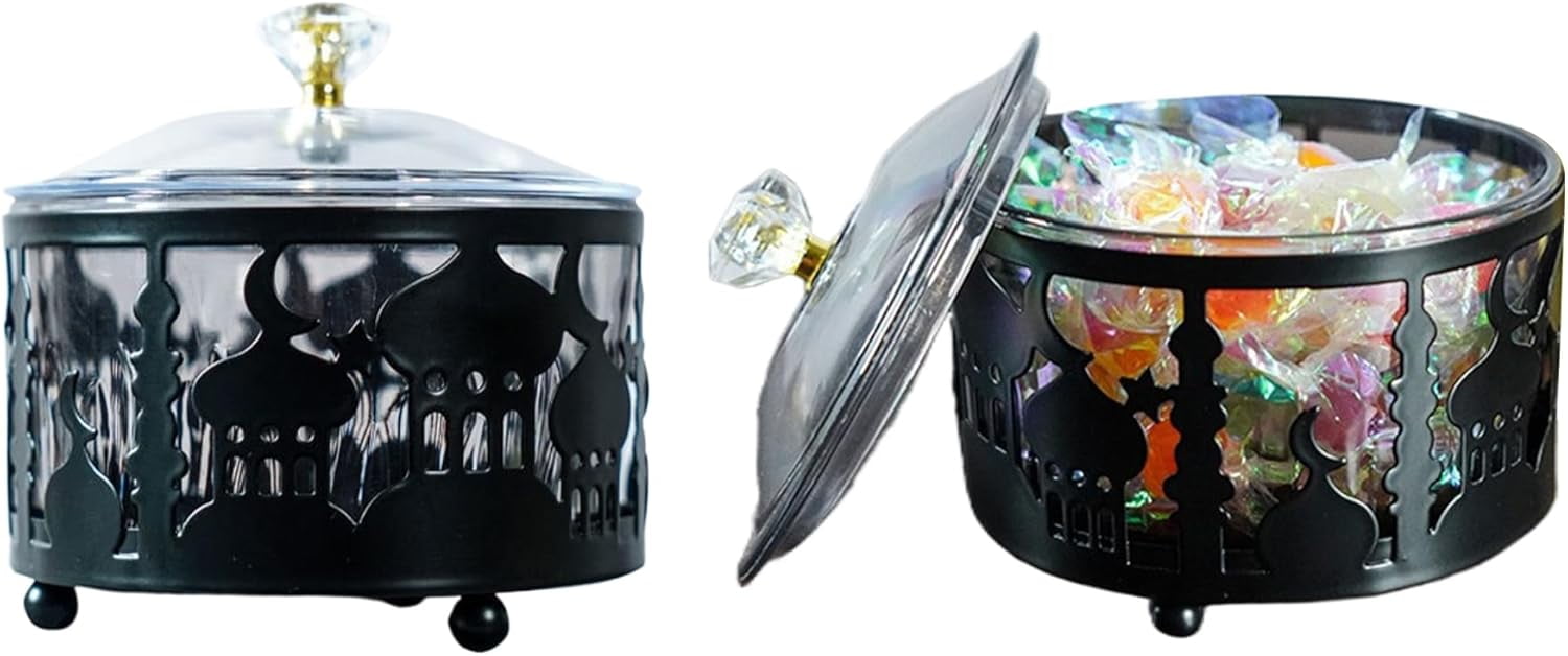 Ramadan Serving Tray with Lid: Metal Snack Bowl, Middle East Ramadan ...