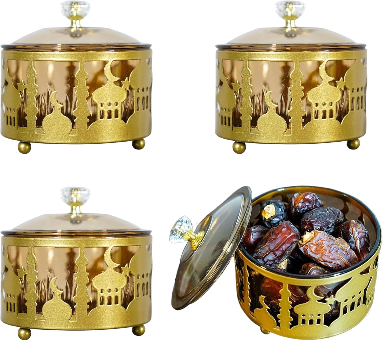 Ramadan Serving Tray with Lid: Metal Snack Bowl, Middle East Ramadan ...