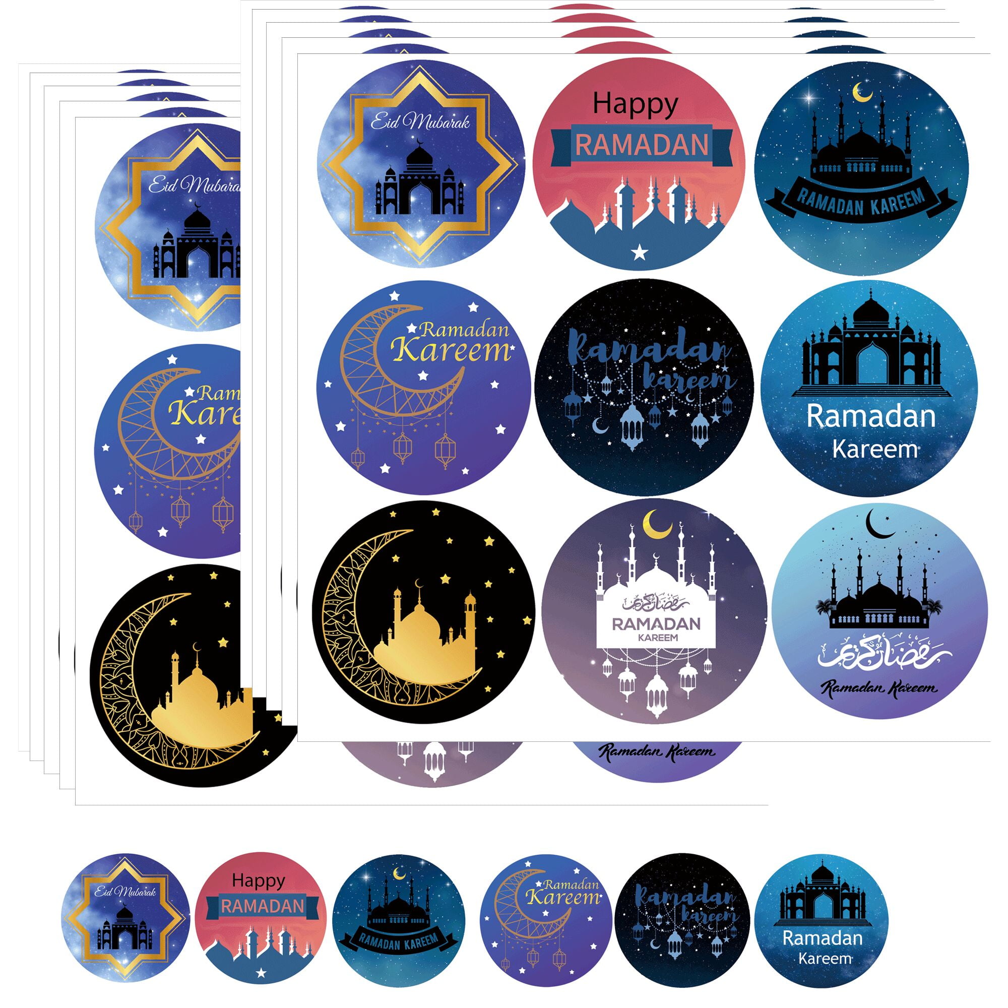 Ramadan Stickers 1.5 Inch Eid Mubarak Stickers Ramadan Kareem Labels 450 Pcs Ramadan Envelope ...