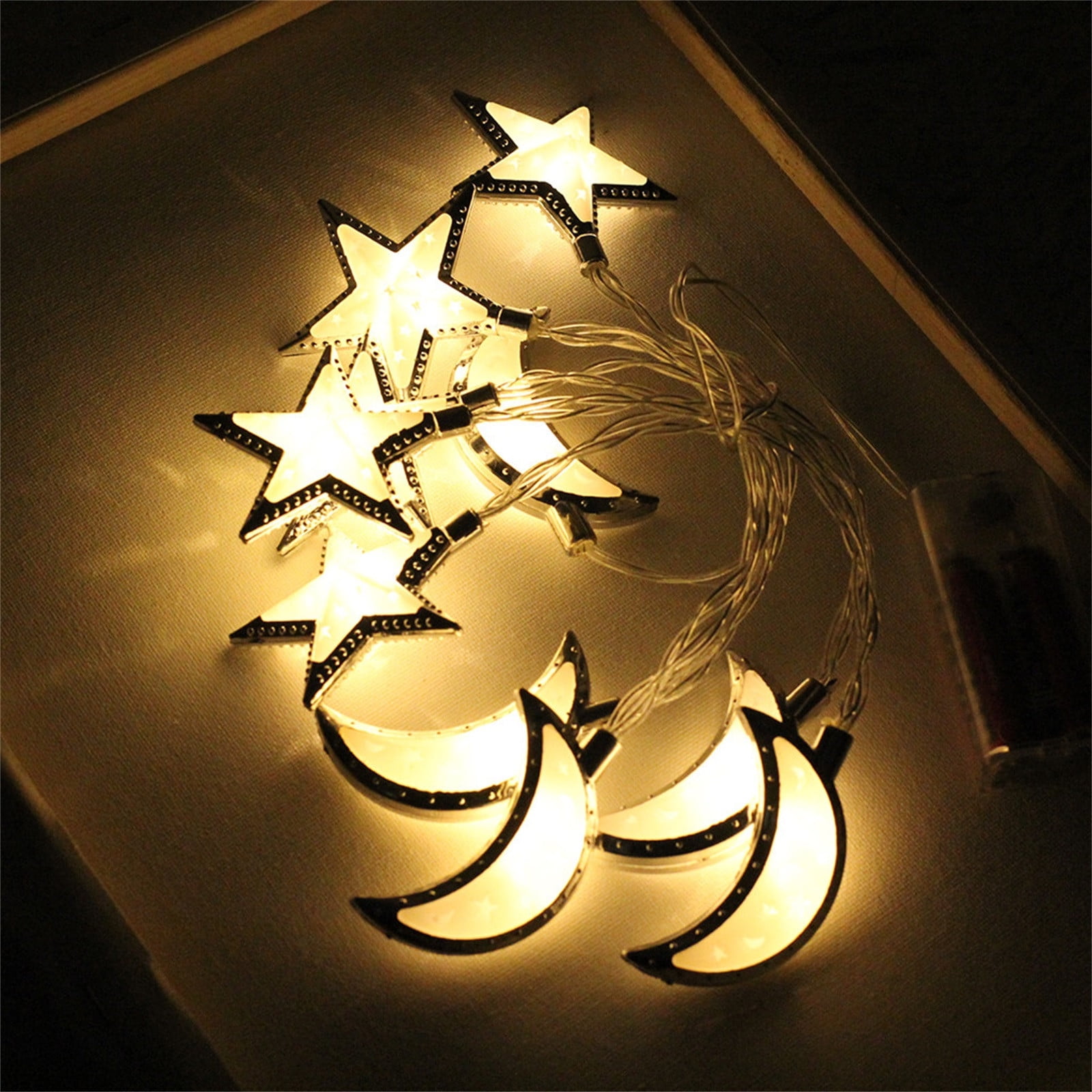 Ramadan String Lights,5.3 Ft 10 LEDs Moon Star Lantern Shape String ...