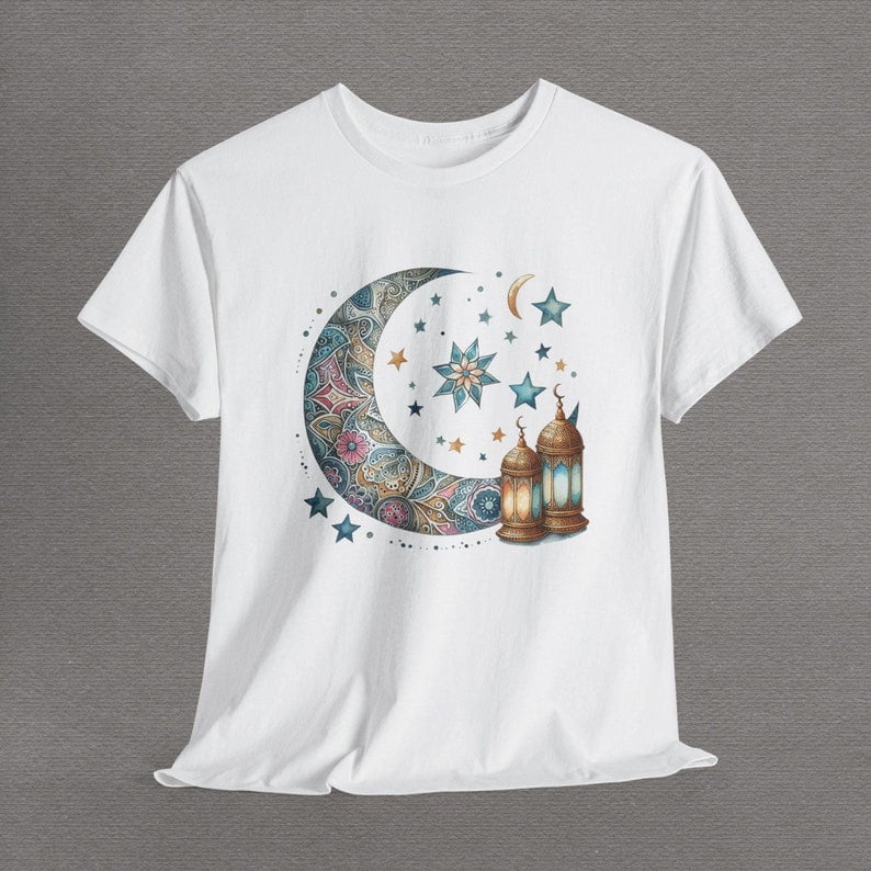 Ramadan Tee, Moon & Lantern Shirt, Boho Style, Starry Night Shirt ...