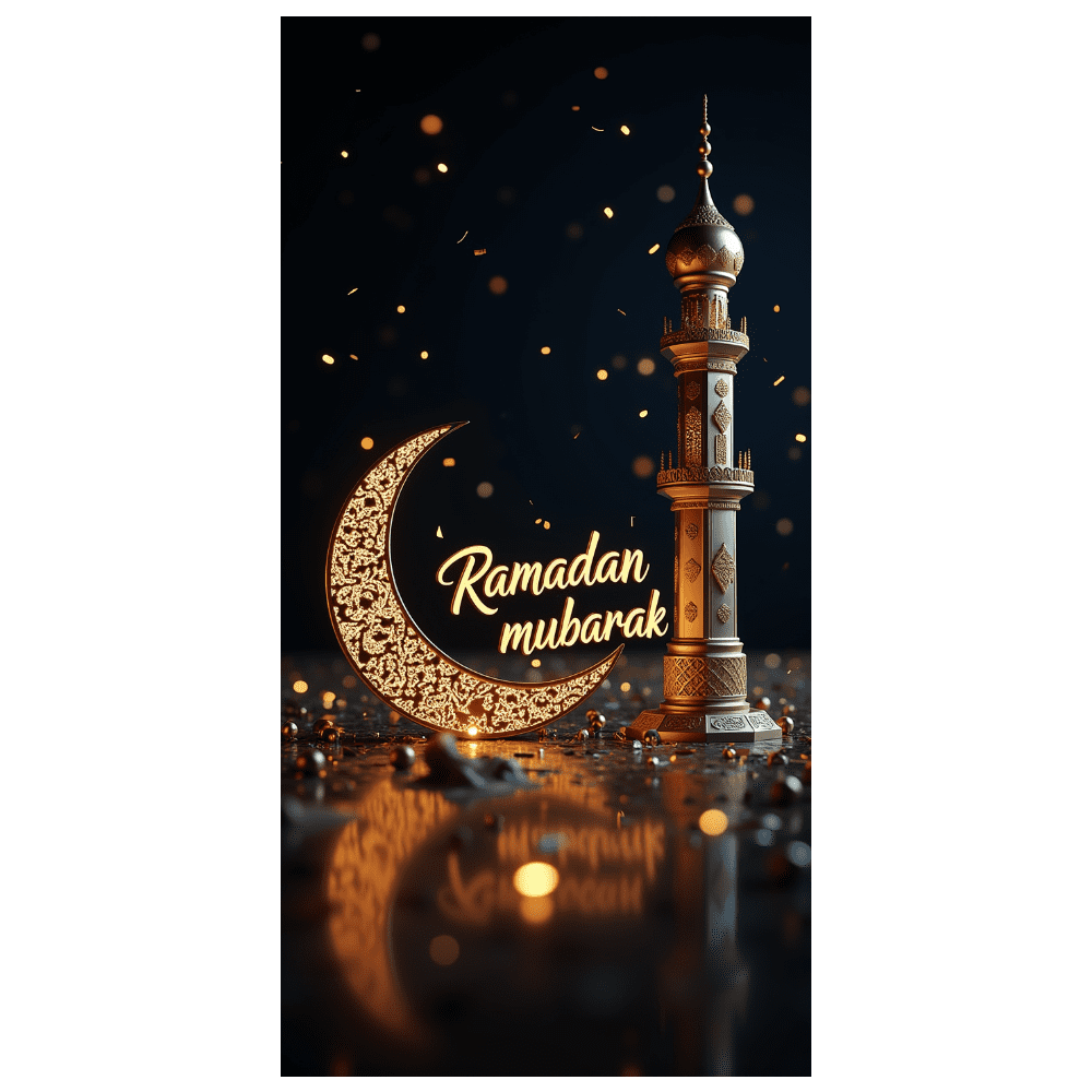 Ramadan Themed Banner with Crescent Moon Starry Night Background Mosque ...