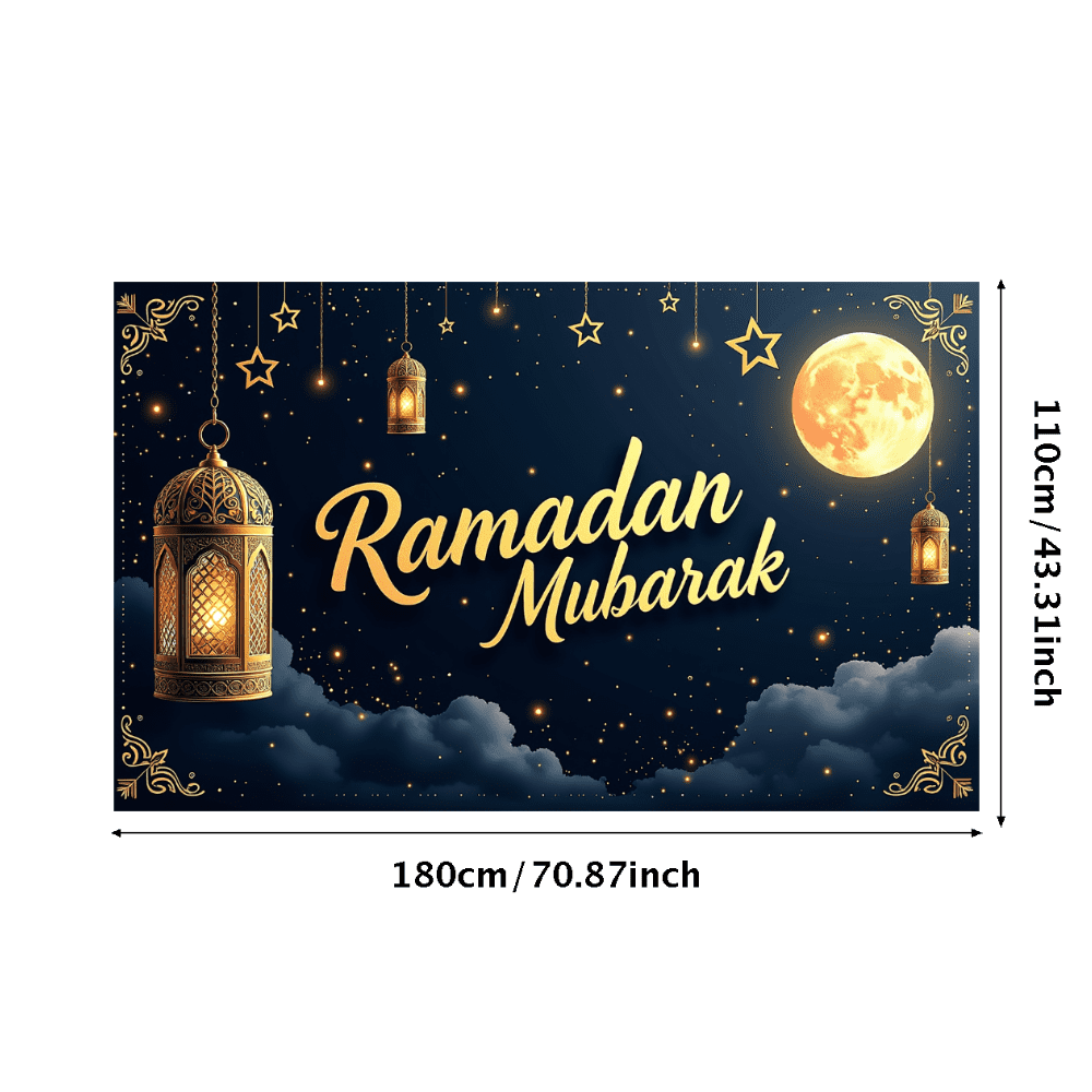 Ramadan Themed Banner with Lanterns Moon and Stars Backdrop Decoration ...