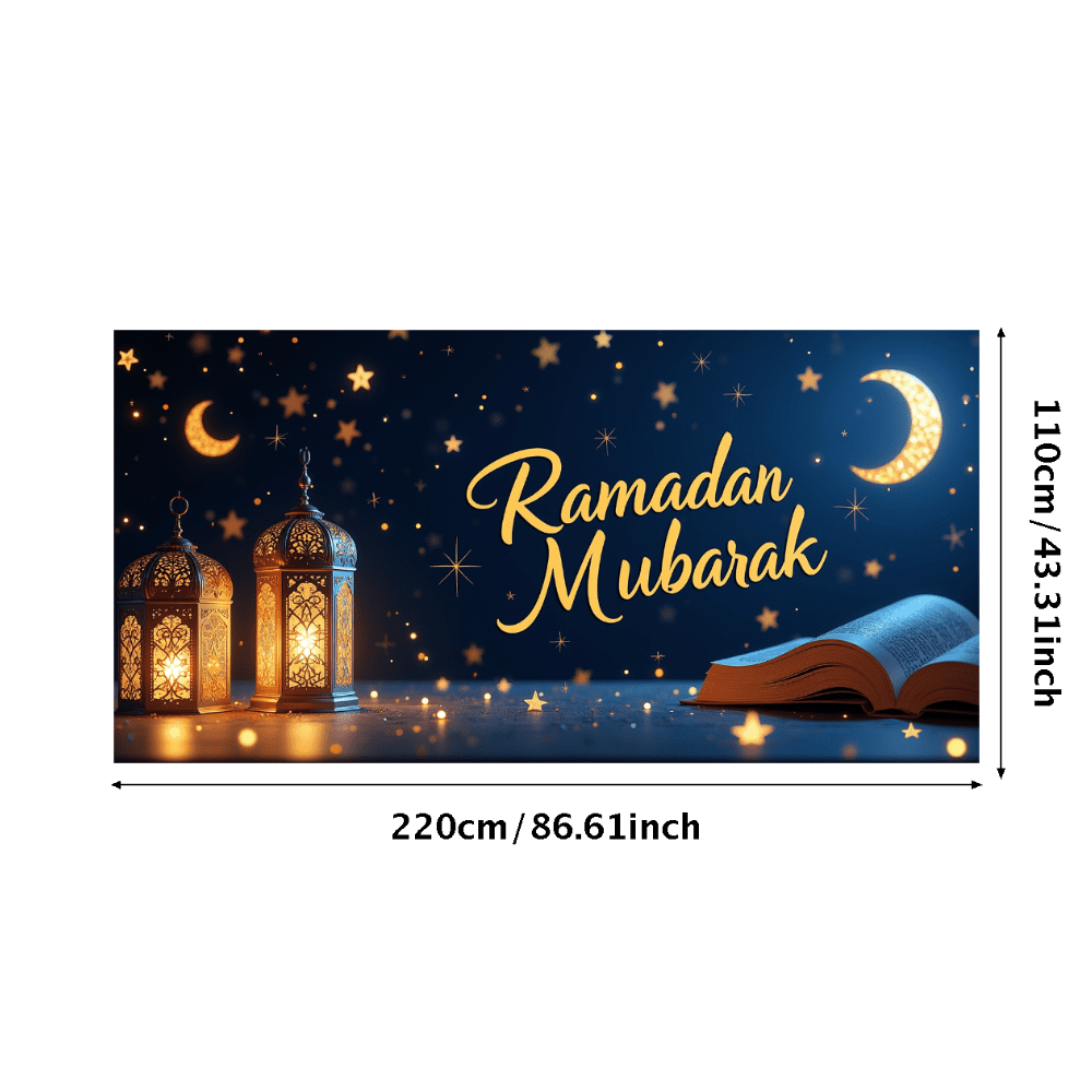 Ramadan Themed Banner with Lanterns Moon and Stars Backdrop Decoration ...