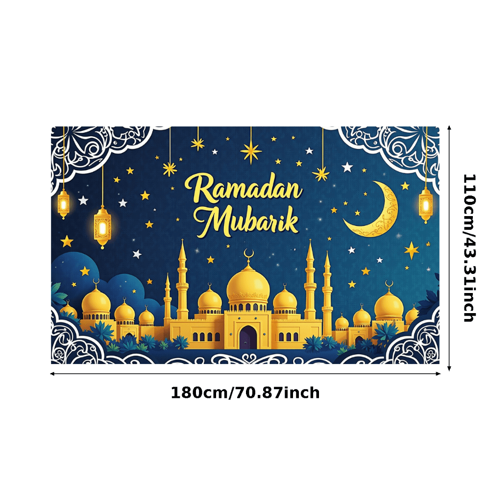 Ramadan Themed Decorative Background with Golden Mosques Crescent Moons ...