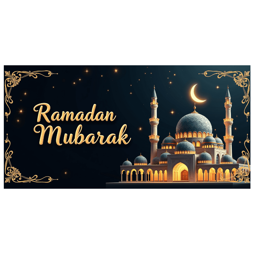 Ramadan Themed Decorative Banner Crescent Moon Star Mosque Background ...