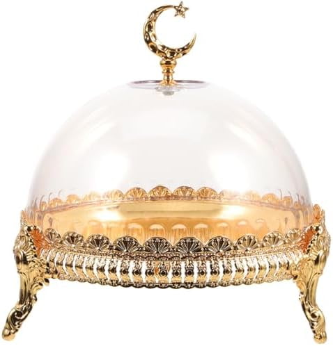Ramadan Trays with Lid, Gold Cake Stand Eid Mubarak Tray Candy Dish ...