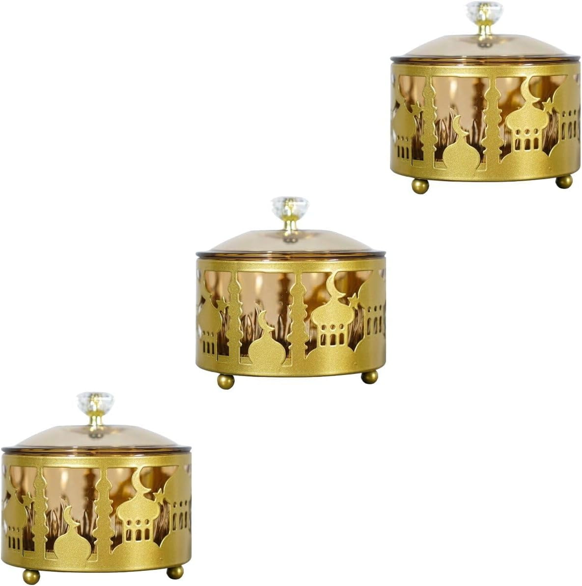 Ramadan Trays with Lid Metal Gold Eid Mubarak Tray Ramadan Plate ...