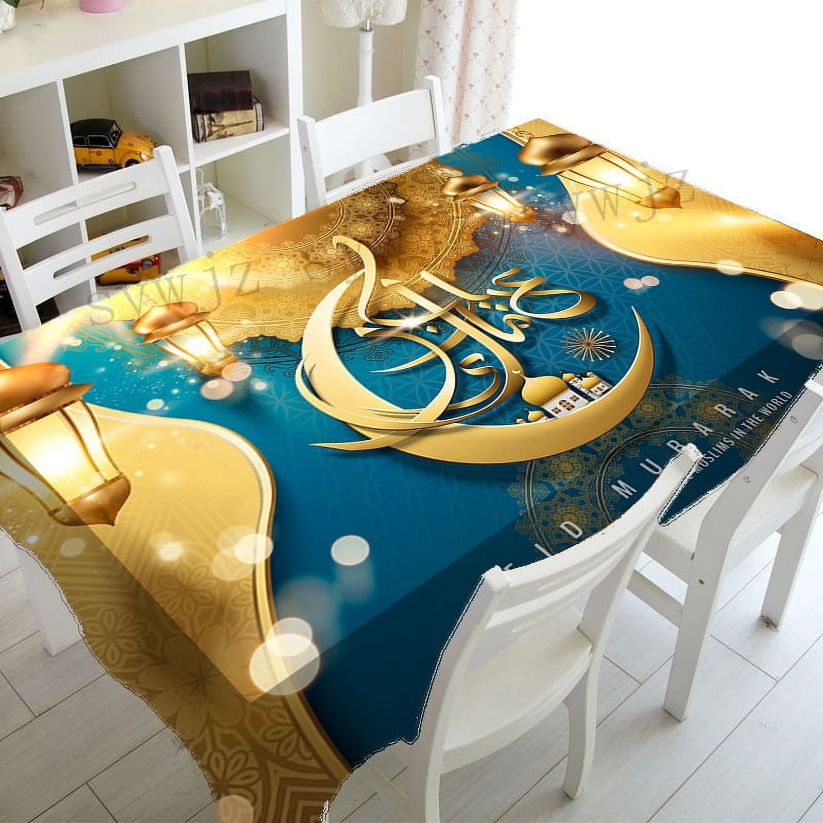 Ramadan Waterproof Rectangular Tablecloth Eid Mubarak ration Ramadan ...