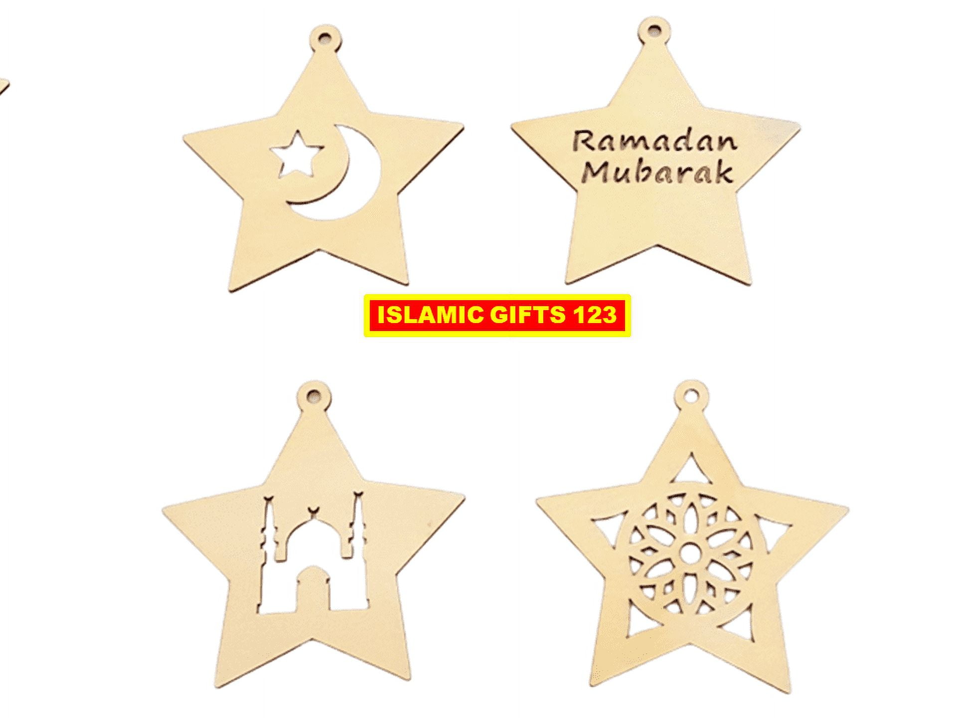 Ramadan Wooden STAR MOON Shape Pendant [24 PACK] Ramadan Ornament DIY ...